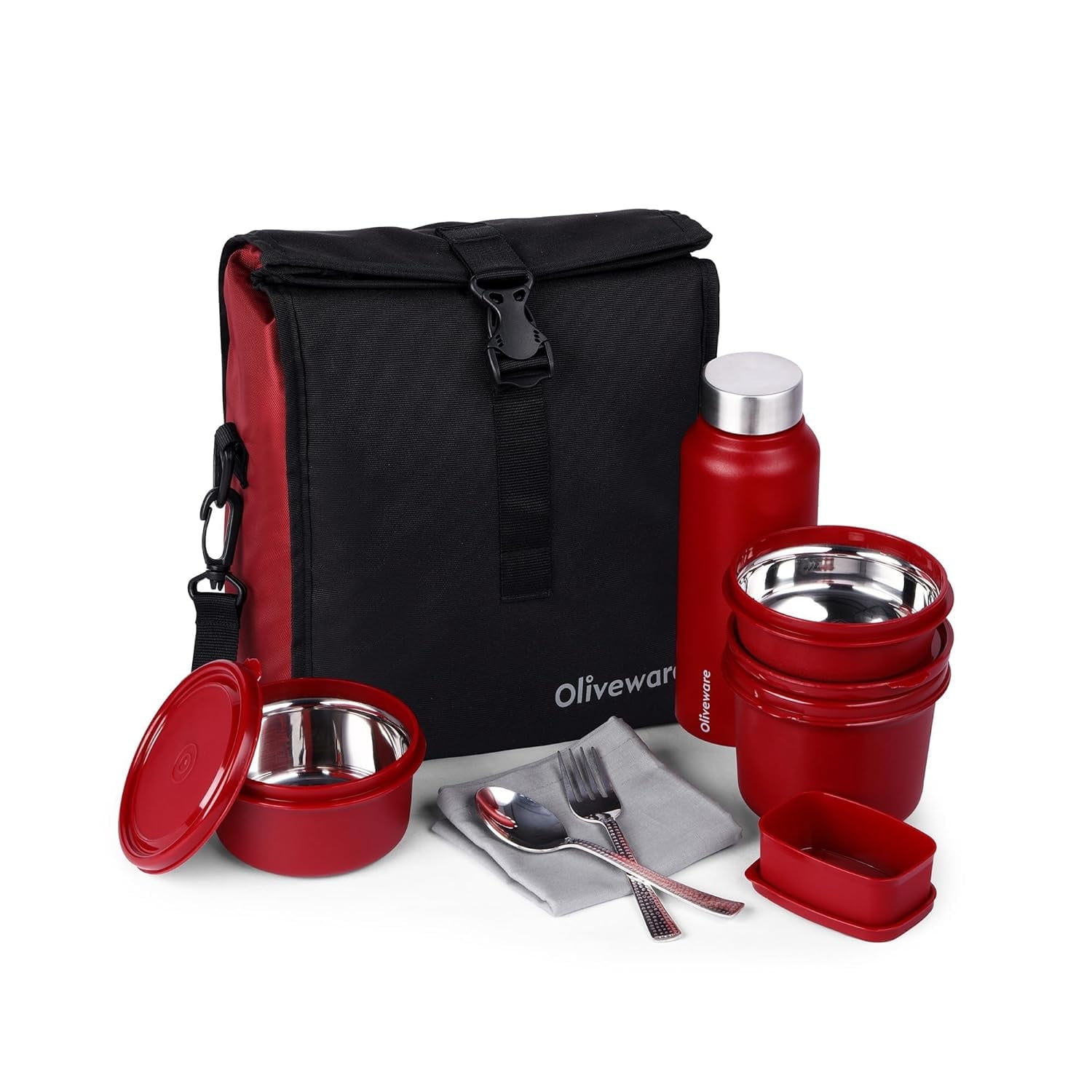 SOPL-OLIVEWARE Teso Elite Pro Lunch Box with Steel Cutlery, BPA Free ...