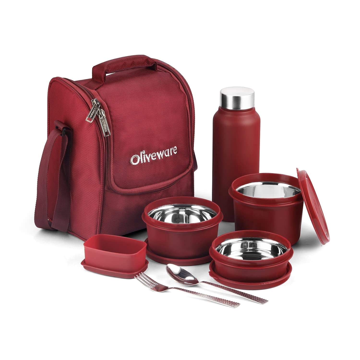 SOPL-OLIVEWARE Lunch Box 3 Microwave Safe Inside Steel Containers(290ml ...