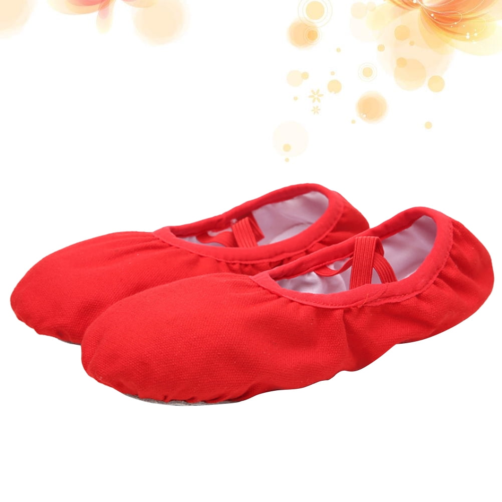 SOPOTUTU 1 Pair Simple Design Red Ballet Shoes for Girls with Stretch ...
