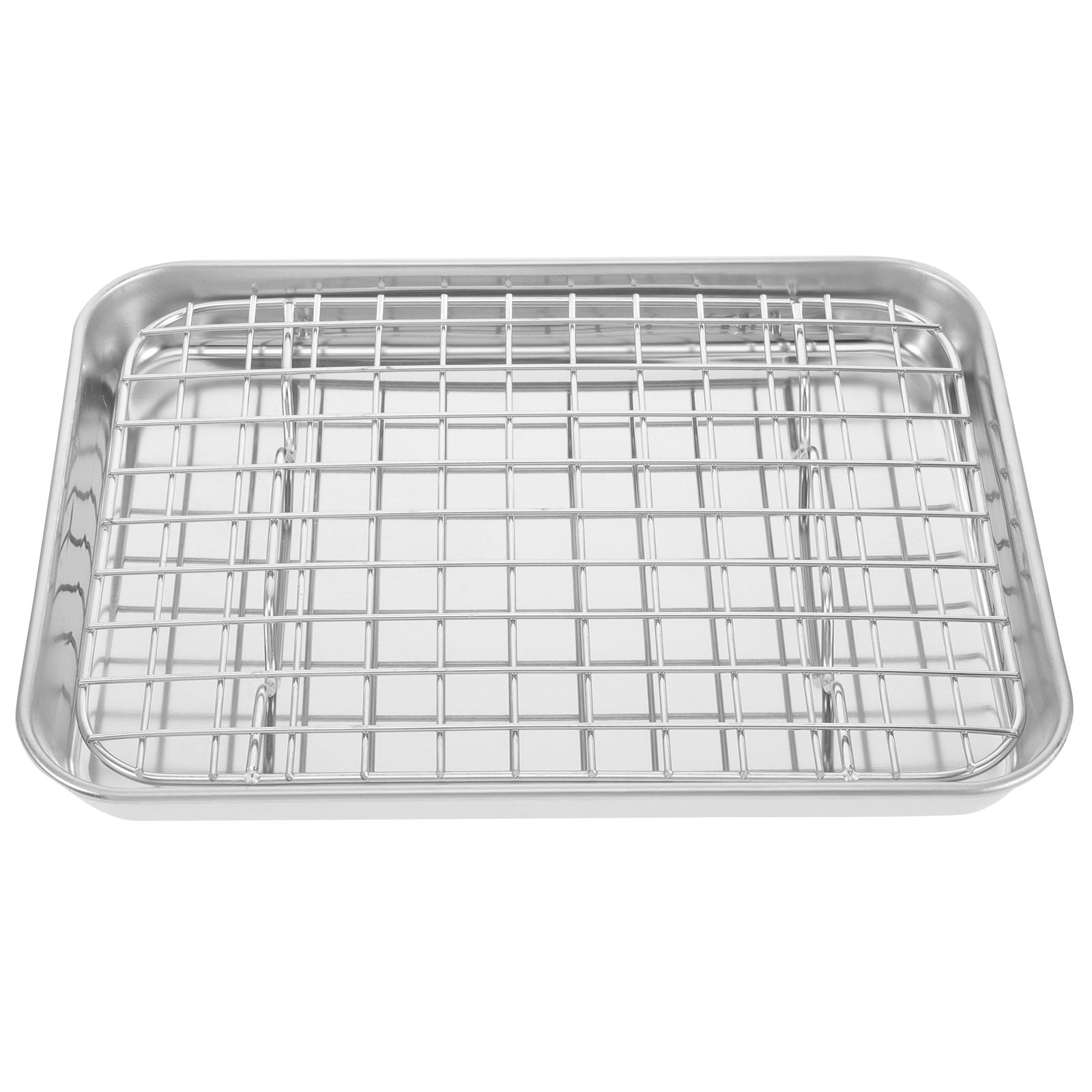 SOPOTUTU 1 Set Baking Tray with Rack Silver Rectangular Shape for Home ...