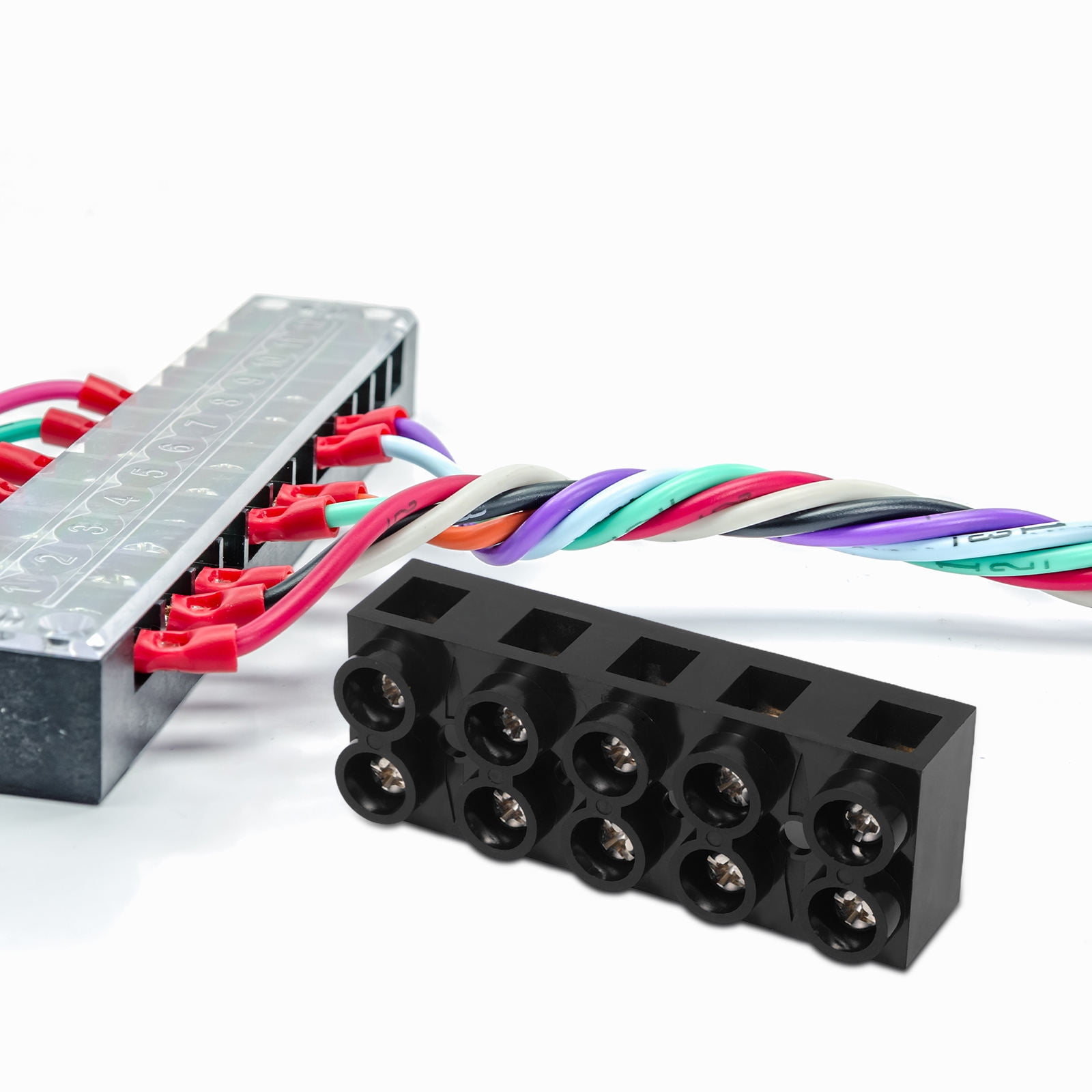 SOPOTUTU 1 Set Dual Row Screw Terminals Plastic Black Electrical ...
