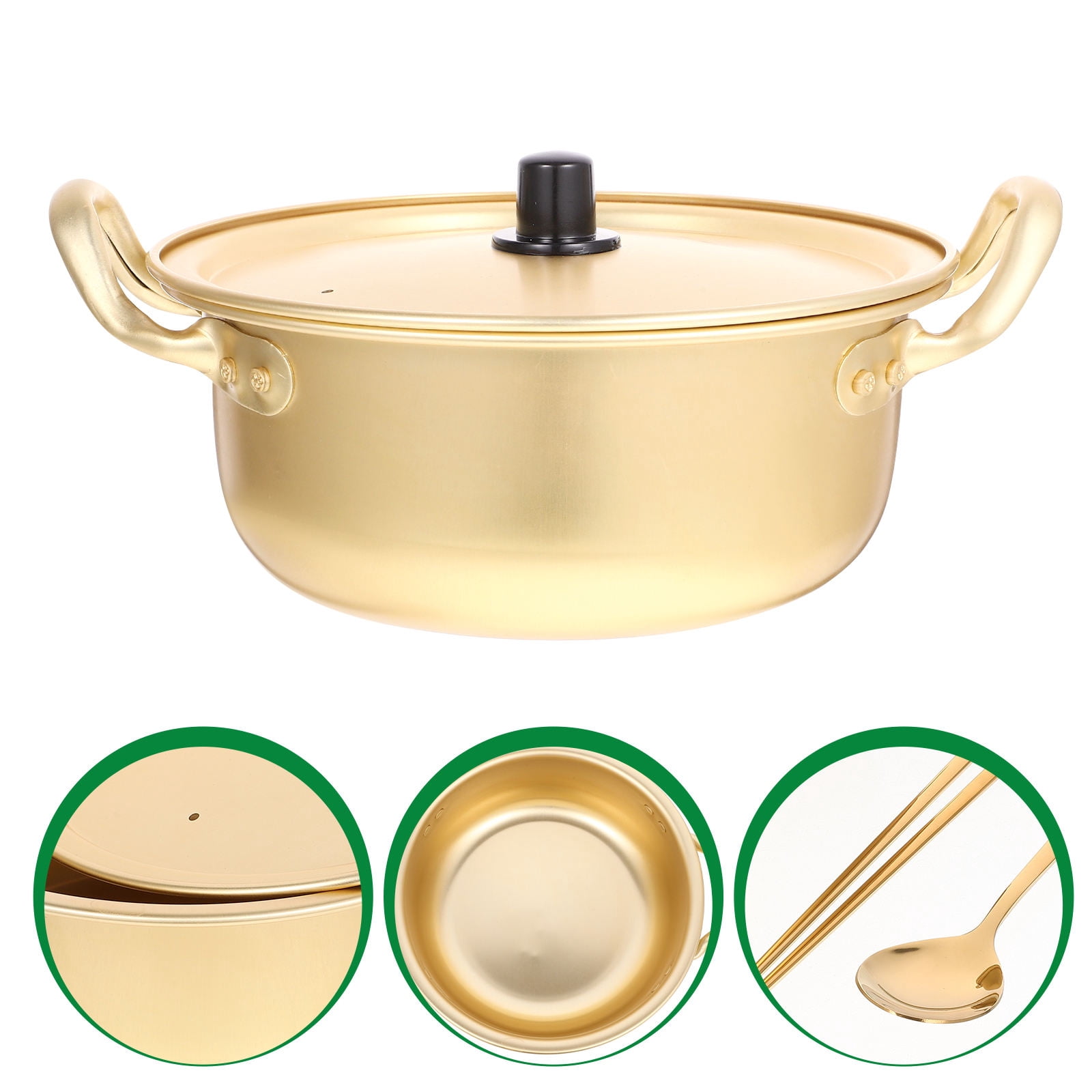 SOPOTUTU Nonstick Golden Soup Pot Aluminum with Anti-Scald Handles 1Set ...