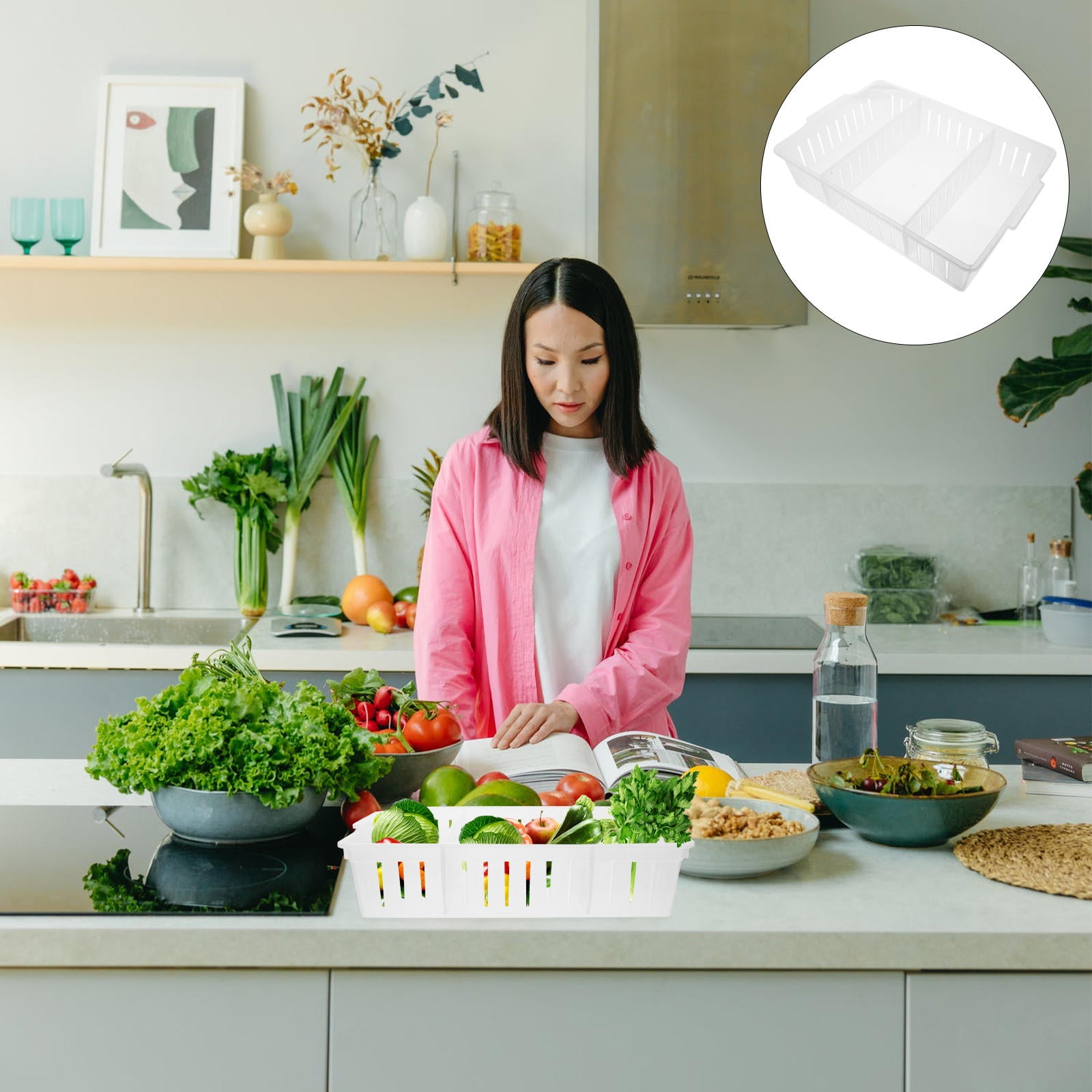 SOPOTUTU 1 Set Transparent PP Food Storage Containers Multi Grid Design ...