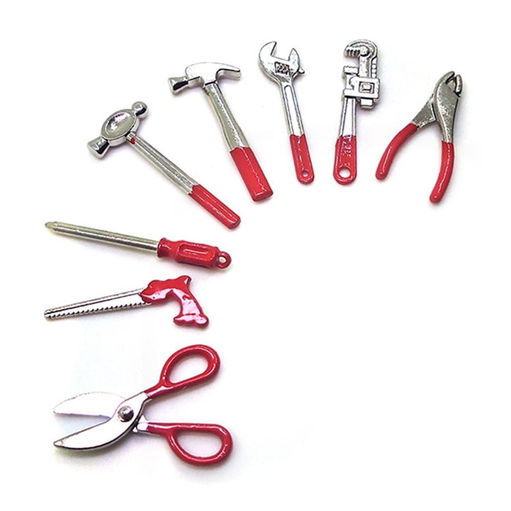 SOPOTUTU 1 Set of 8pcs Miniature Hand Tools Alloy Model Accessories for ...