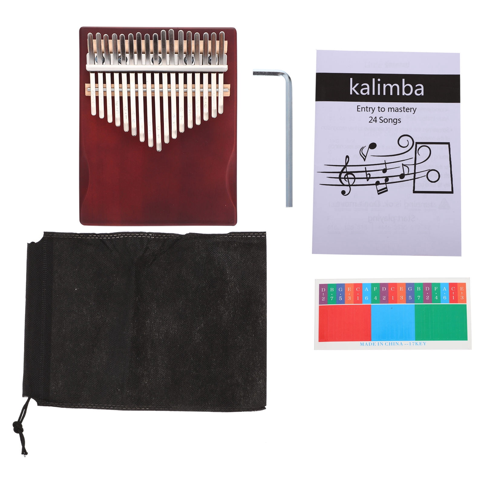 SOPOTUTU Durable Wooden Kalimba 17-Tone Finger Piano Portable Musical ...
