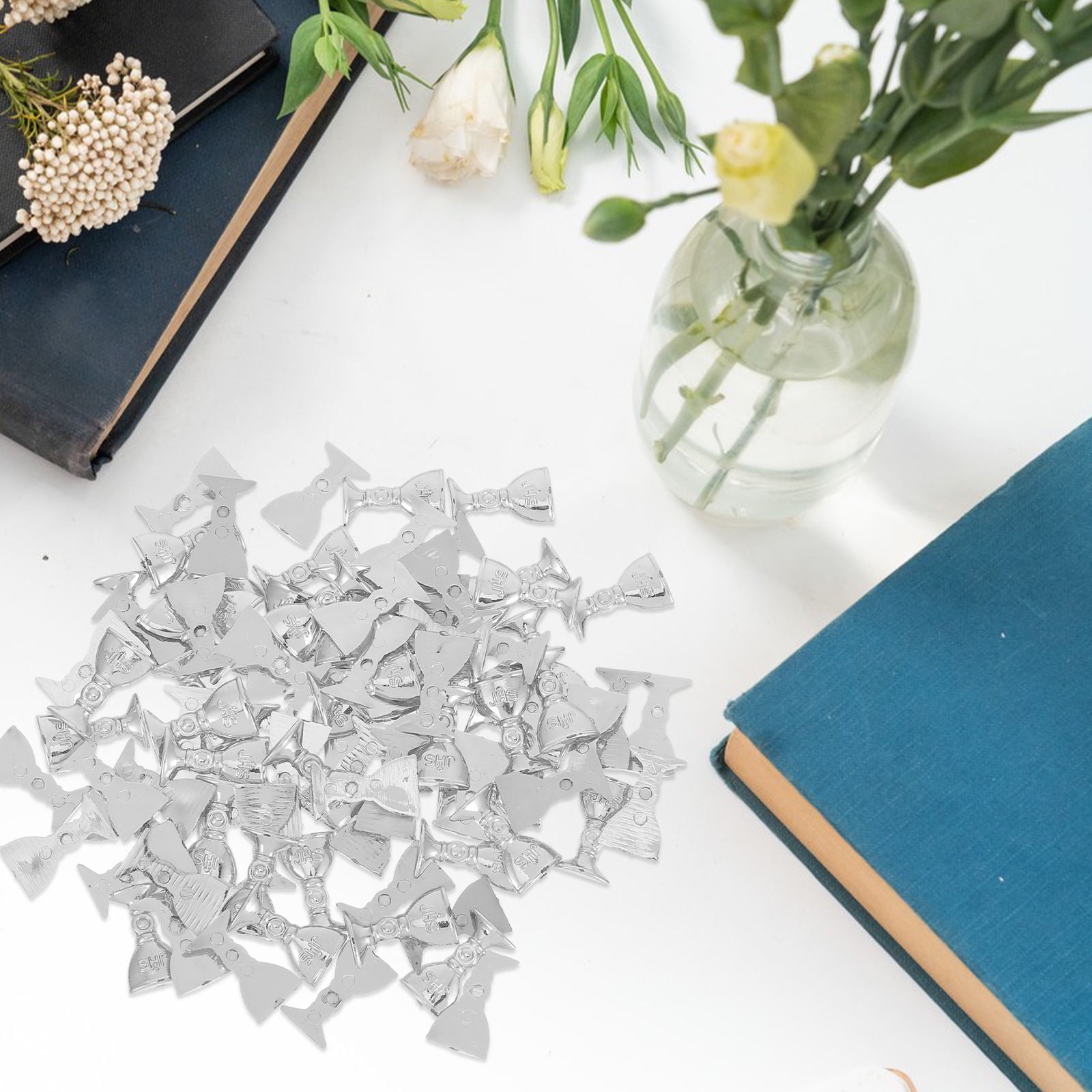 SOPOTUTU 100Pcs Plastic Goblets Silver for Craft Enthusiasts and Event ...