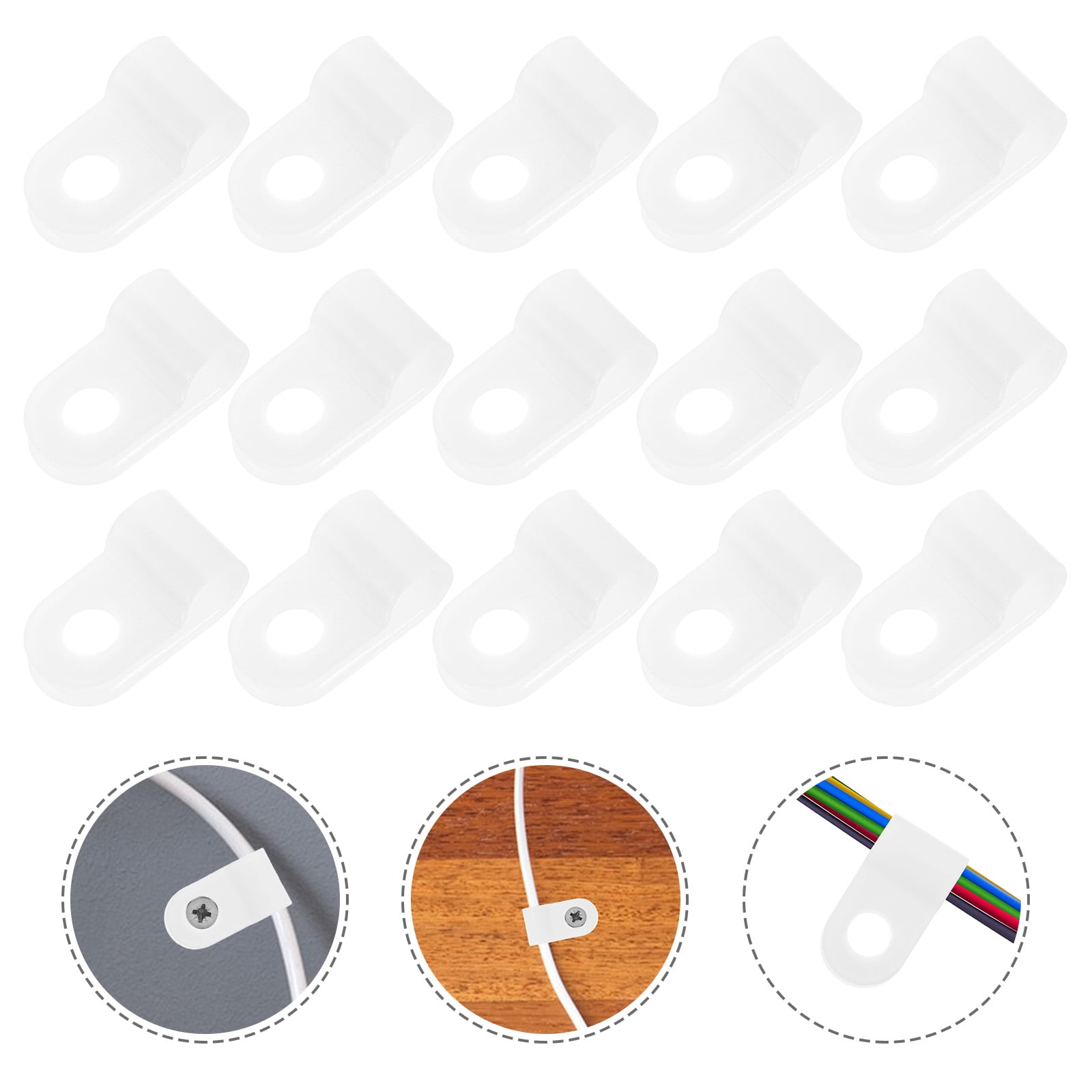 SOPOTUTU 100Pcs White R-Type Wire Clips For 3/16 Inch Cable Management ...