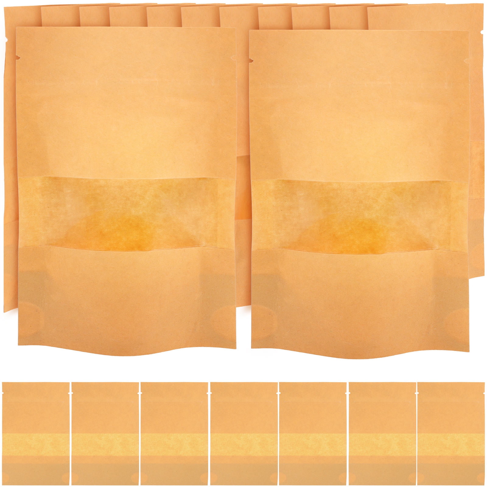 SOPOTUTU 100Pcs Reusable Leakproof Paper Snack Bags Khaki Food Storage ...