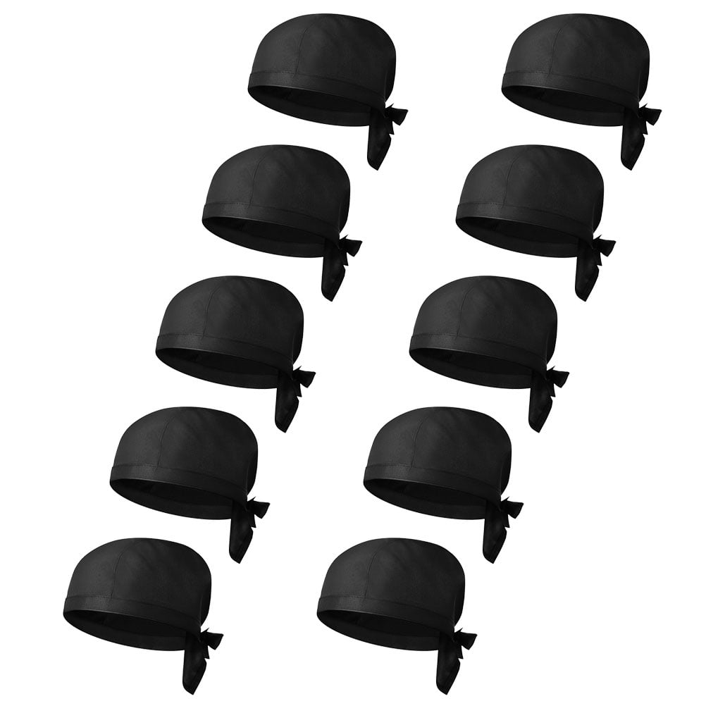 SOPOTUTU 10Pcs Black Chef Cap Wide Brimmed Cotton for Men and Women ...