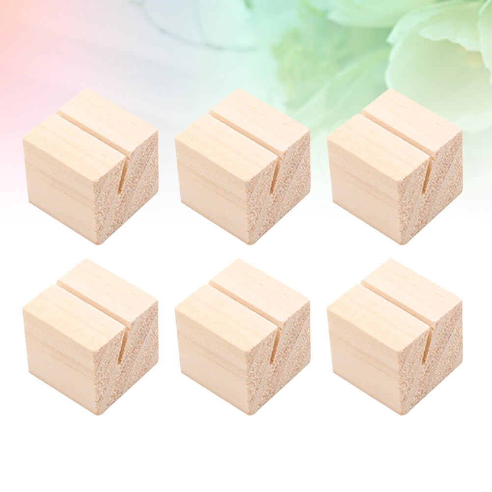 SOPOTUTU 10Pcs Photo Stand Square Timber Flat Base Design for Holding ...