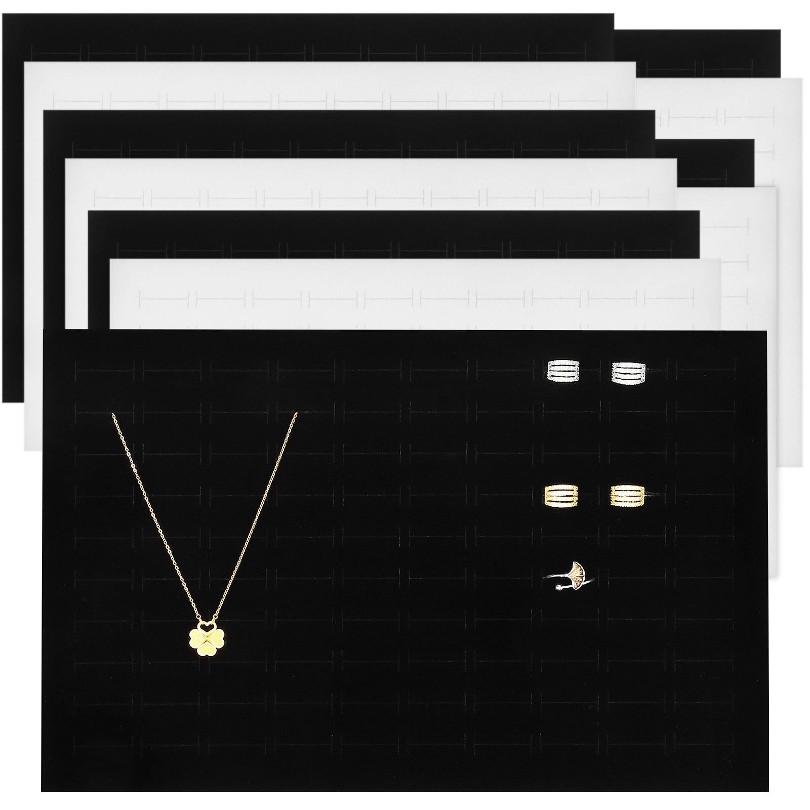 SOPOTUTU Ring Inserts for Jewelry Box Black 10Pcs 11x7.1x0.5in ...