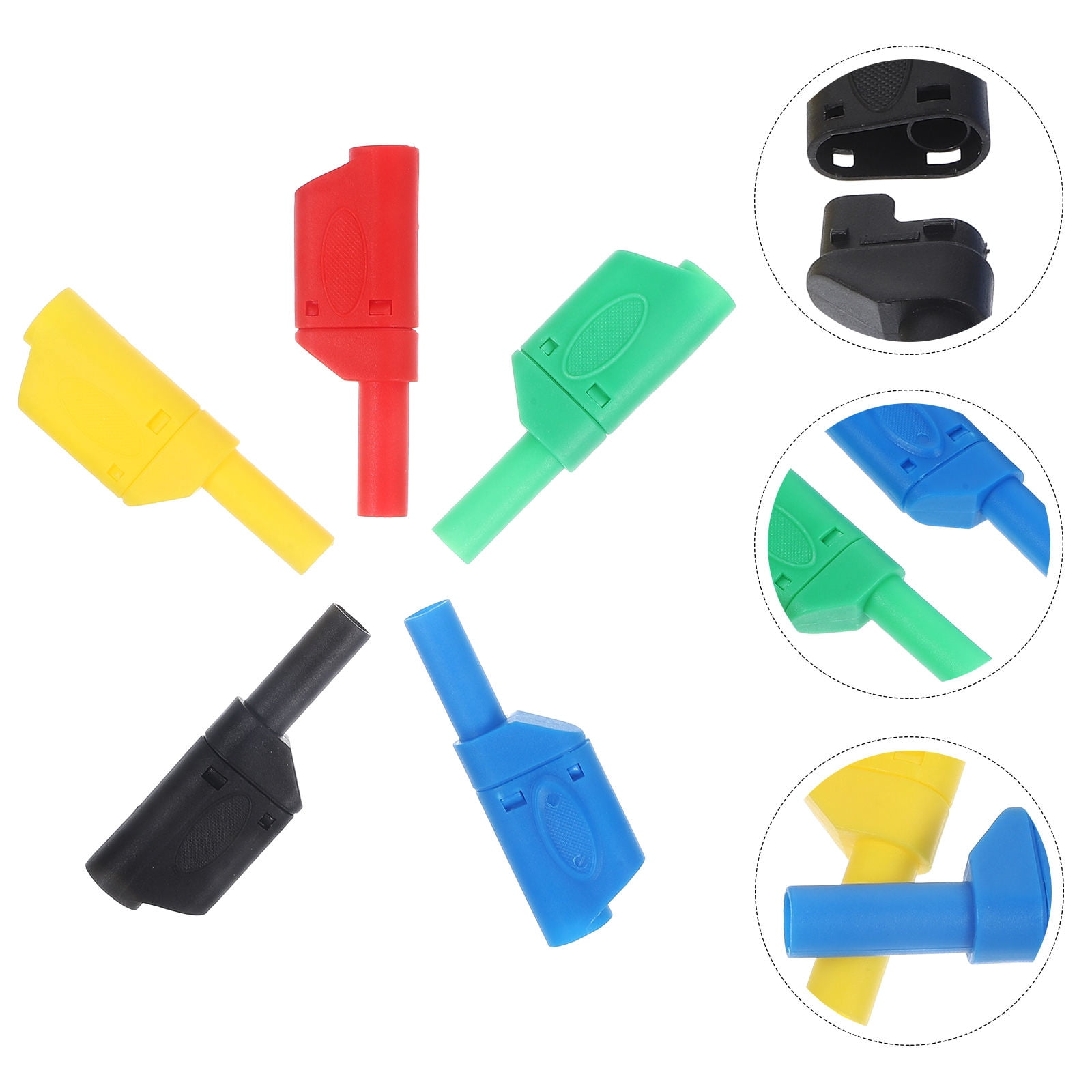 SOPOTUTU 10Pcs Round Base Metal Anti-Short Circuit Banana Plugs For A/V ...