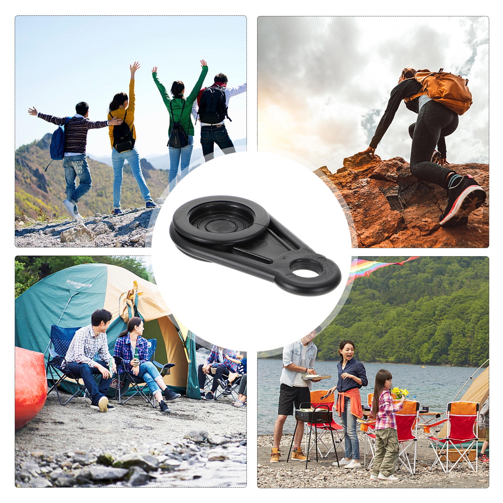 SOPOTUTU 10Pcs Black Tent Clamp with Rear Hole for Cord Attachment ...