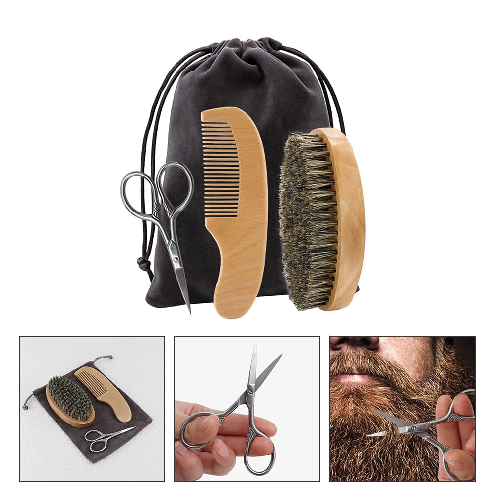 SOPOTUTU Mens Barber Beard Comb Beard Caring Tools Black 1 Set 5.7x1 ...