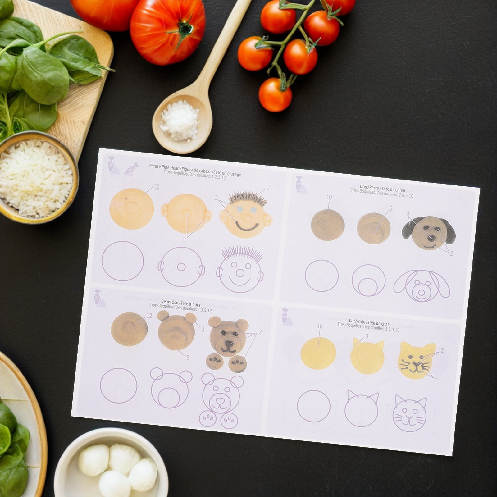 SOPOTUTU 12 Sheets Set Piping Practice Sheets Assorted Color Paper For ...