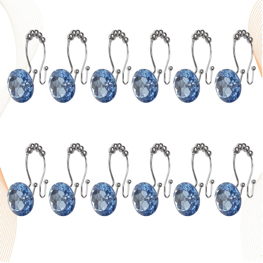 SOPOTUTU 12Pack Secure Attachment Shower Rings for Curtain Blue Metal ...