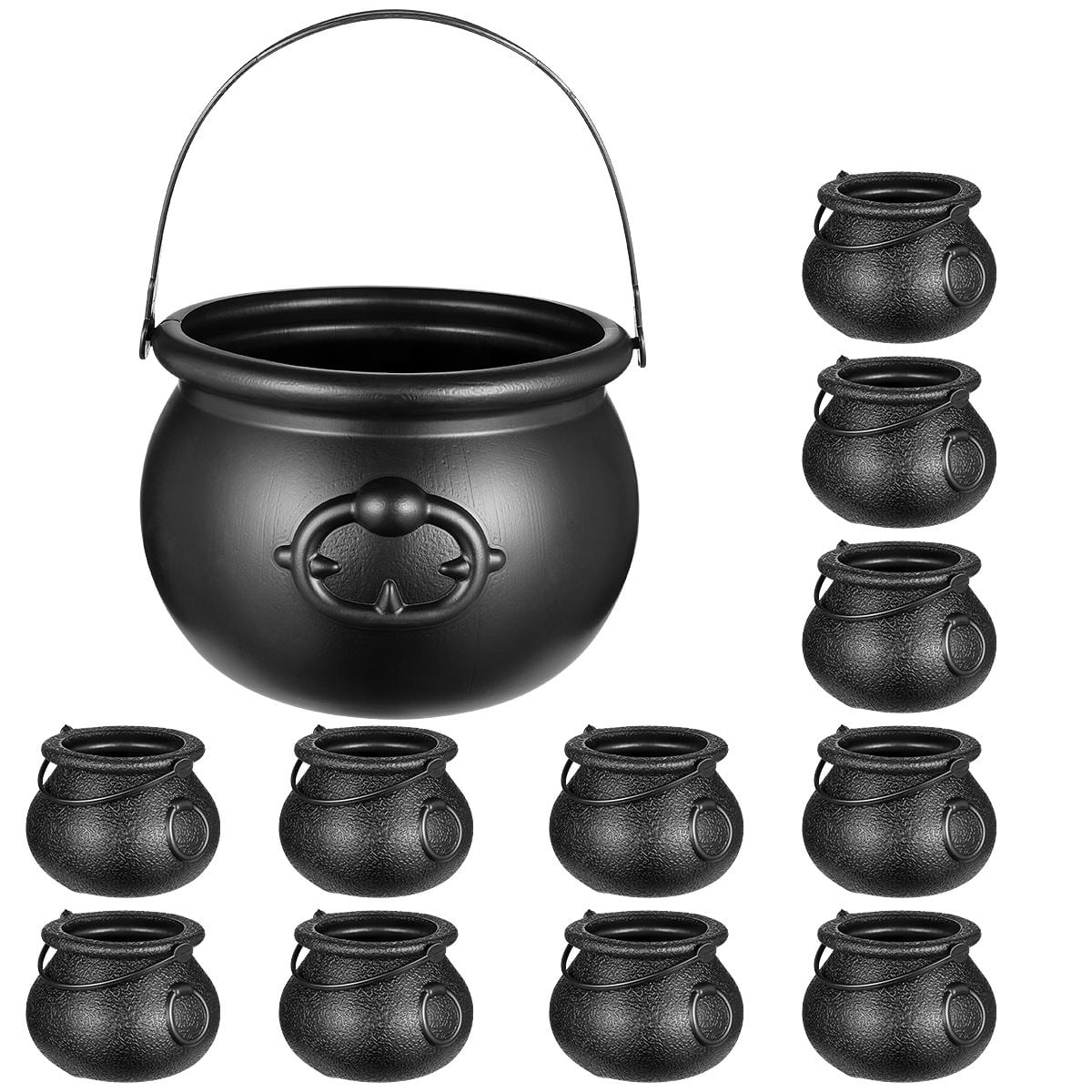 SOPOTUTU 12Pcs Black Plastic Cauldron Candy Kettle for Party Favors and ...