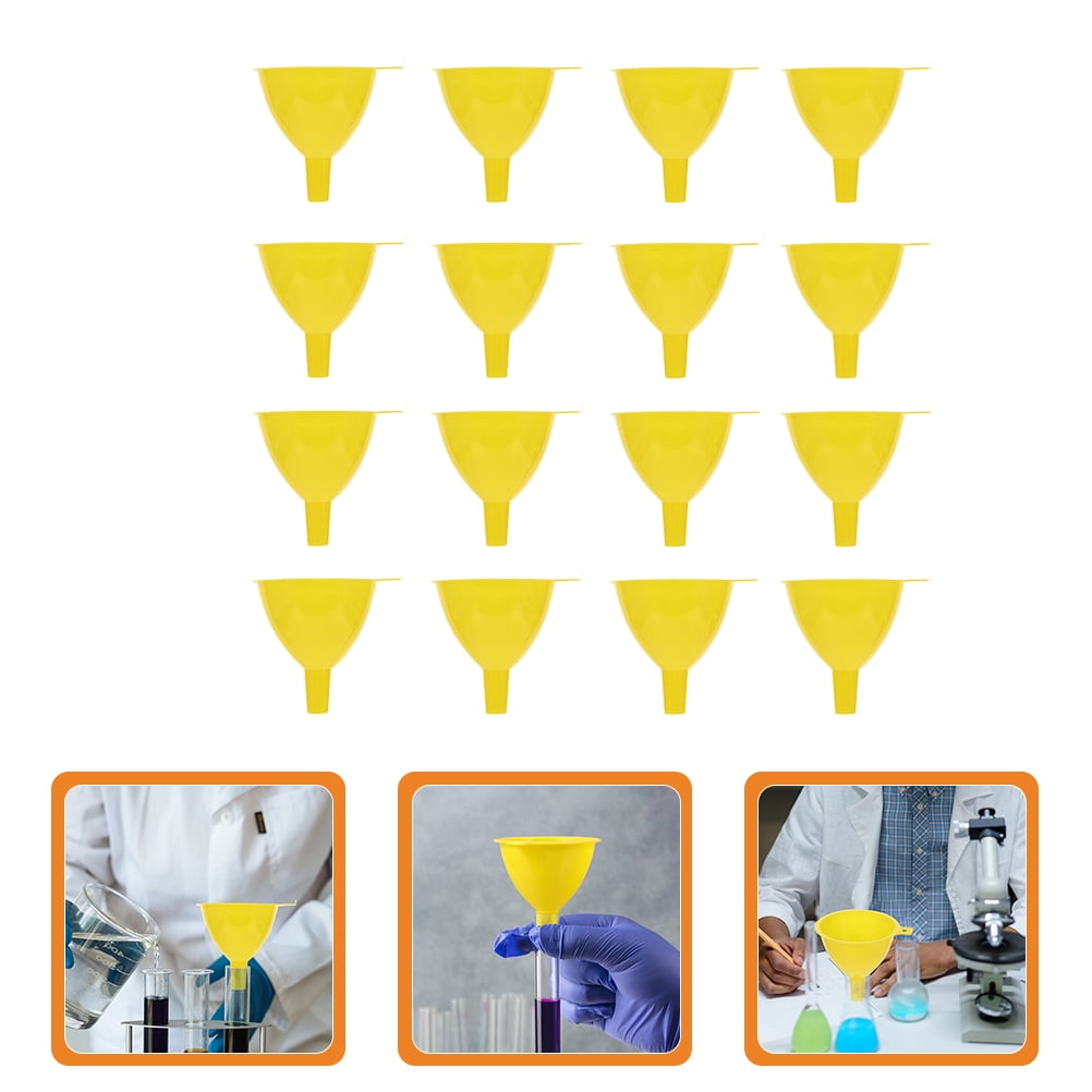 SOPOTUTU 16pcs Wide Mouth Laboratory Filling Funnels Yellow Plastic ...