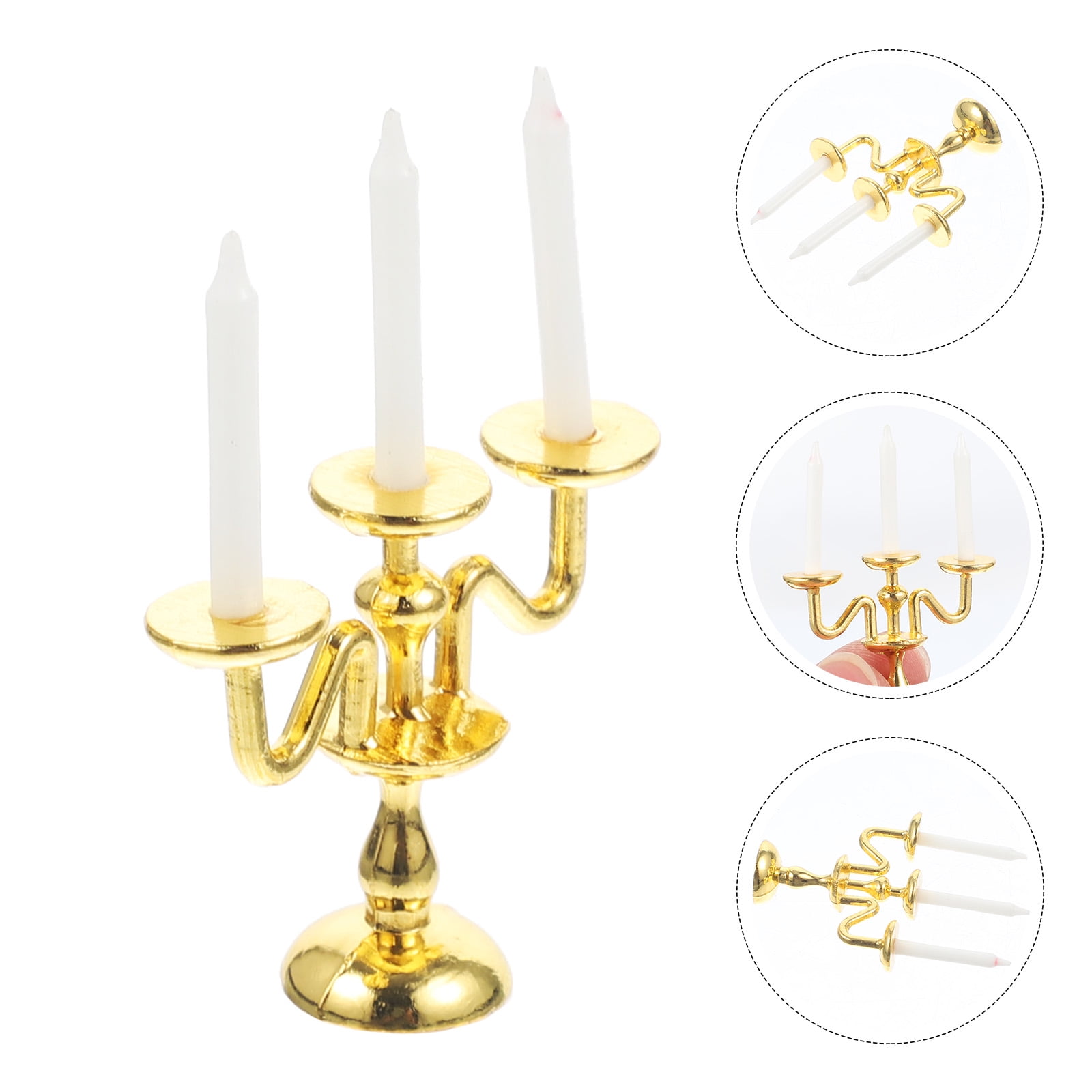 SOPOTUTU Dollhouse Candlestick Decor Alloy Soft Plastic Decoration ...
