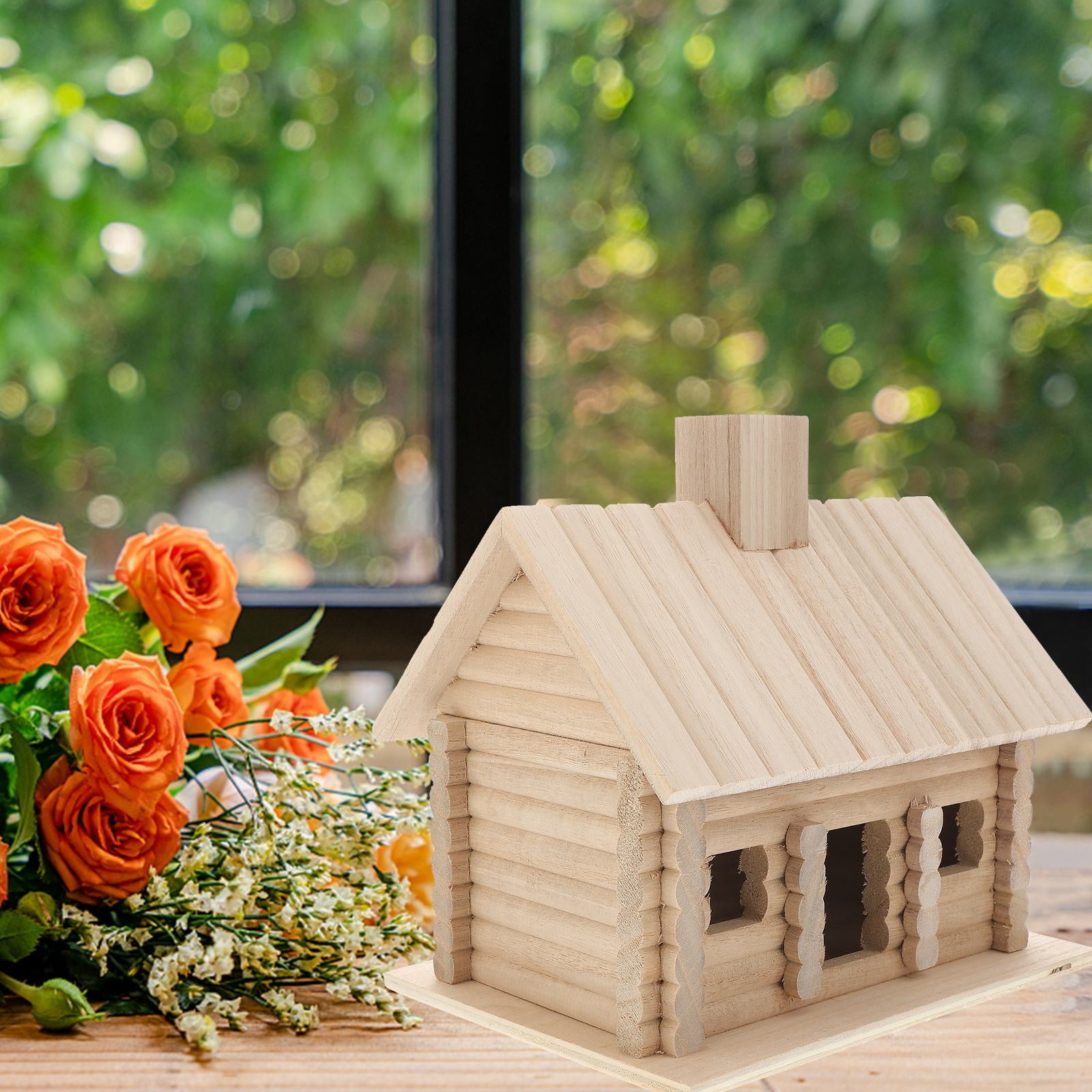 SOPOTUTU Decorative Wooden Small Hut with Window for Garden and Indoor ...