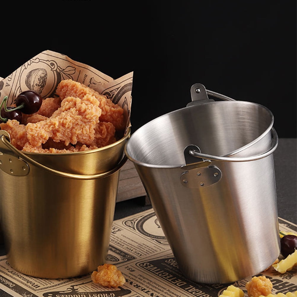 SOPOTUTU Stainless Steel Snack Bucket Storage Bucket Silver 1Set ...