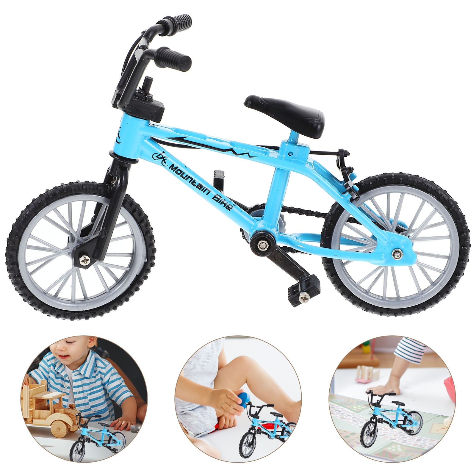 SOPOTUTU 1Pack Miniature Bike Model Blue Metal Alloy Realistic Design for Dollhouse Decor ...