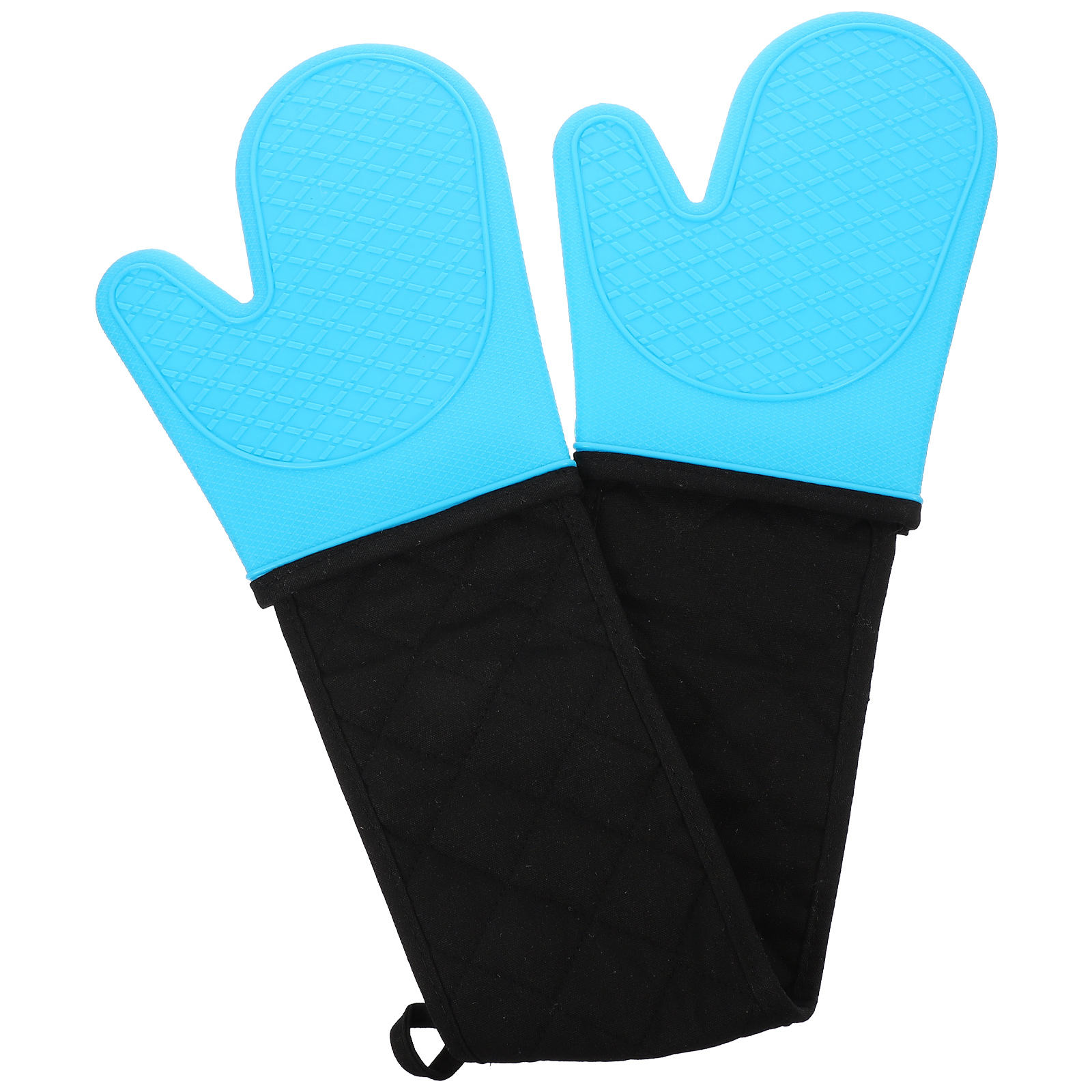 SOPOTUTU Premium Silicone Oven Mitts Blue for High Temperature Cooking ...
