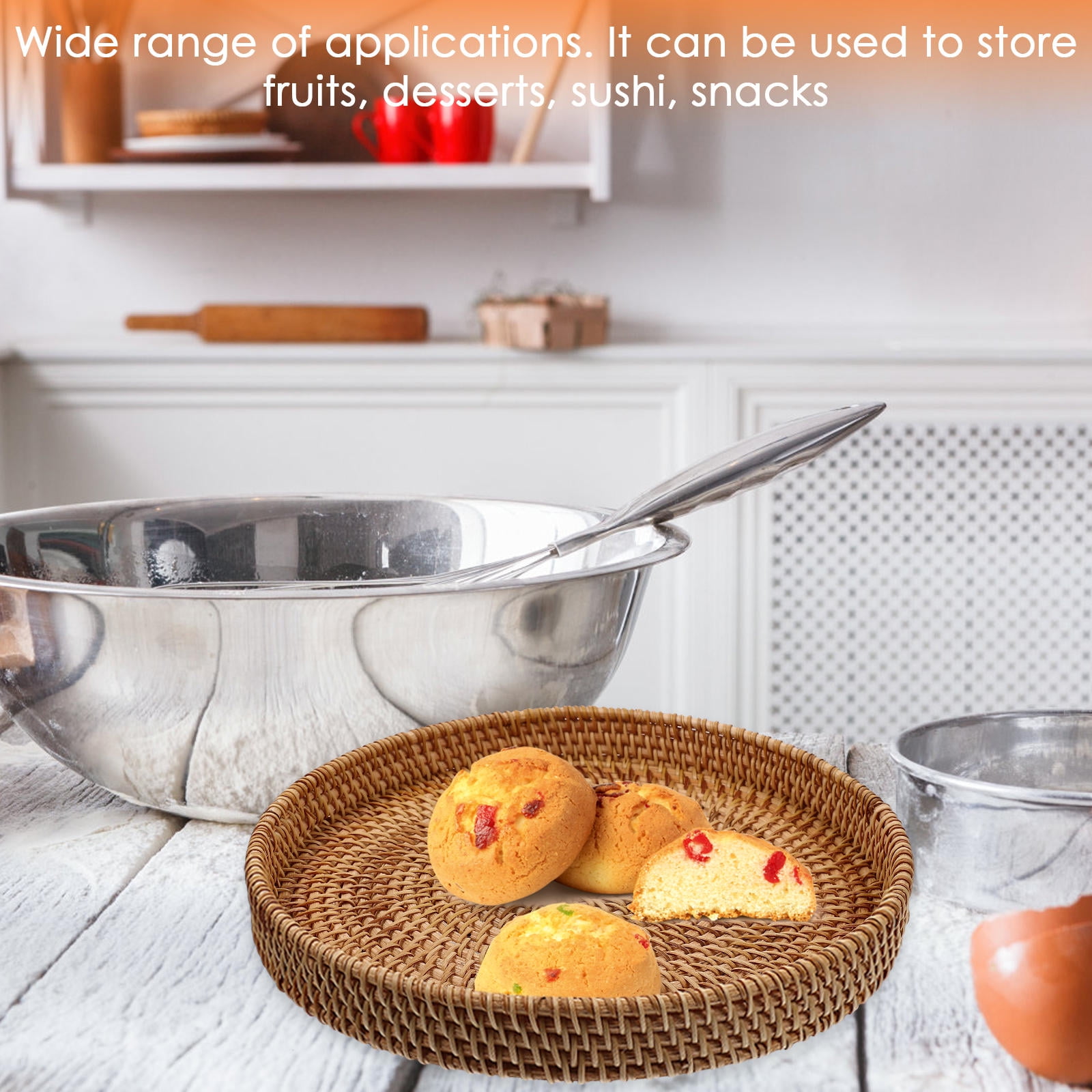 SOPOTUTU Small Tray Rattan Coffee Tray Light Brown 1Set - Walmart.com