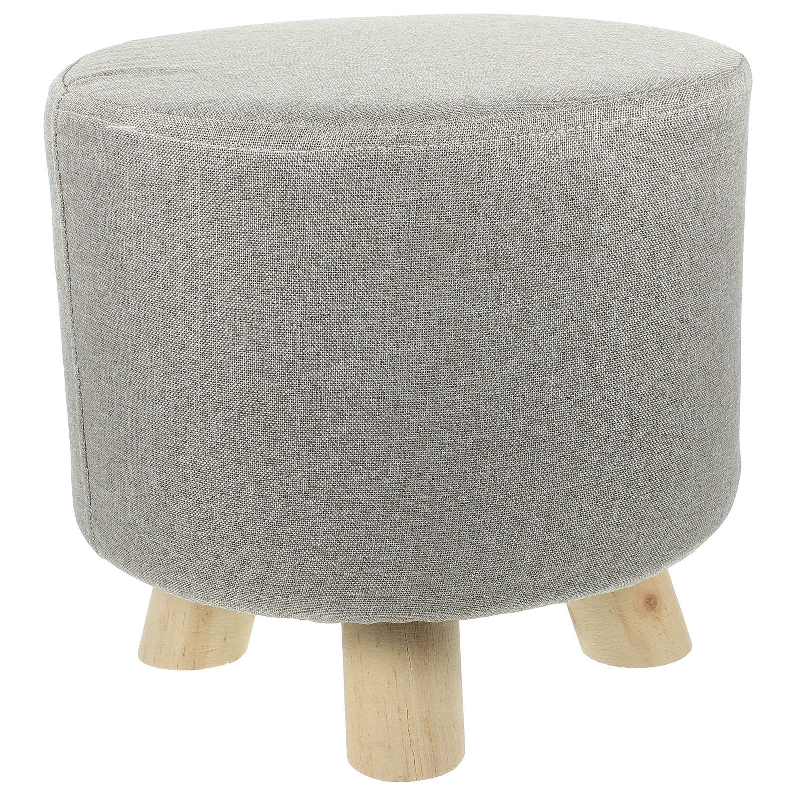 SOPOTUTU 1Pack Round Grey Wood Fabric Stool for Living Room Home ...
