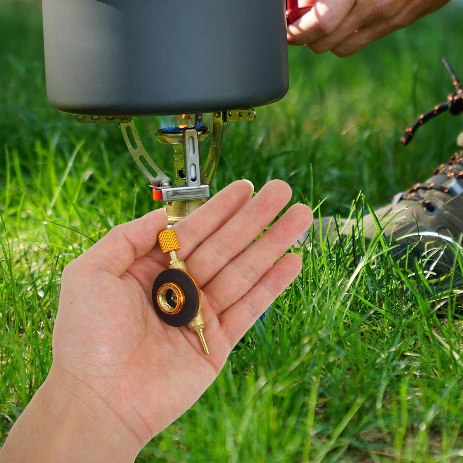 SOPOTUTU 1Pack Steel Copper Stove Gas Adapter For Campers Hikers ...