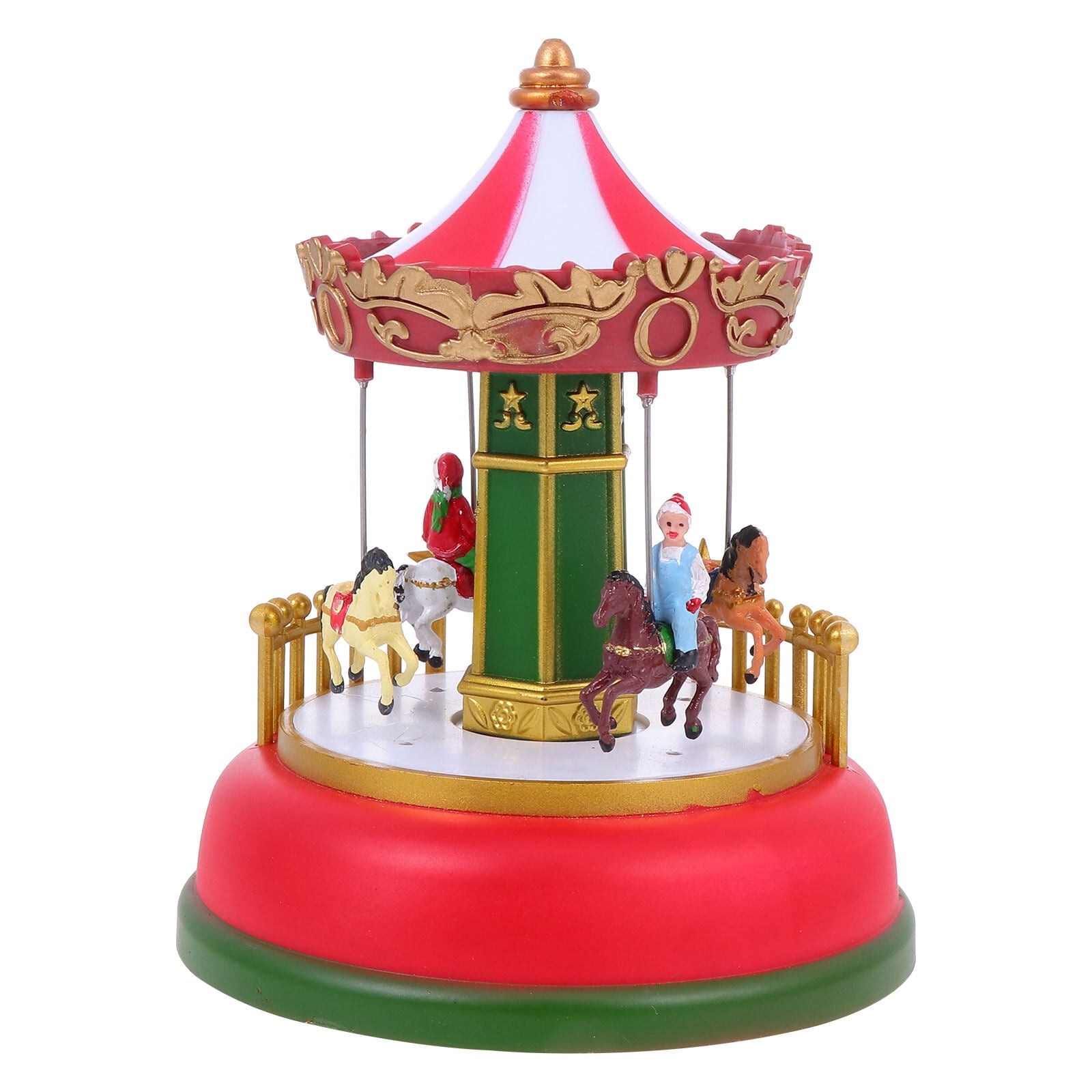 SOPOTUTU 1Pc Red Plastic Merry-Go-Round Adornment Luminous Plays Music ...