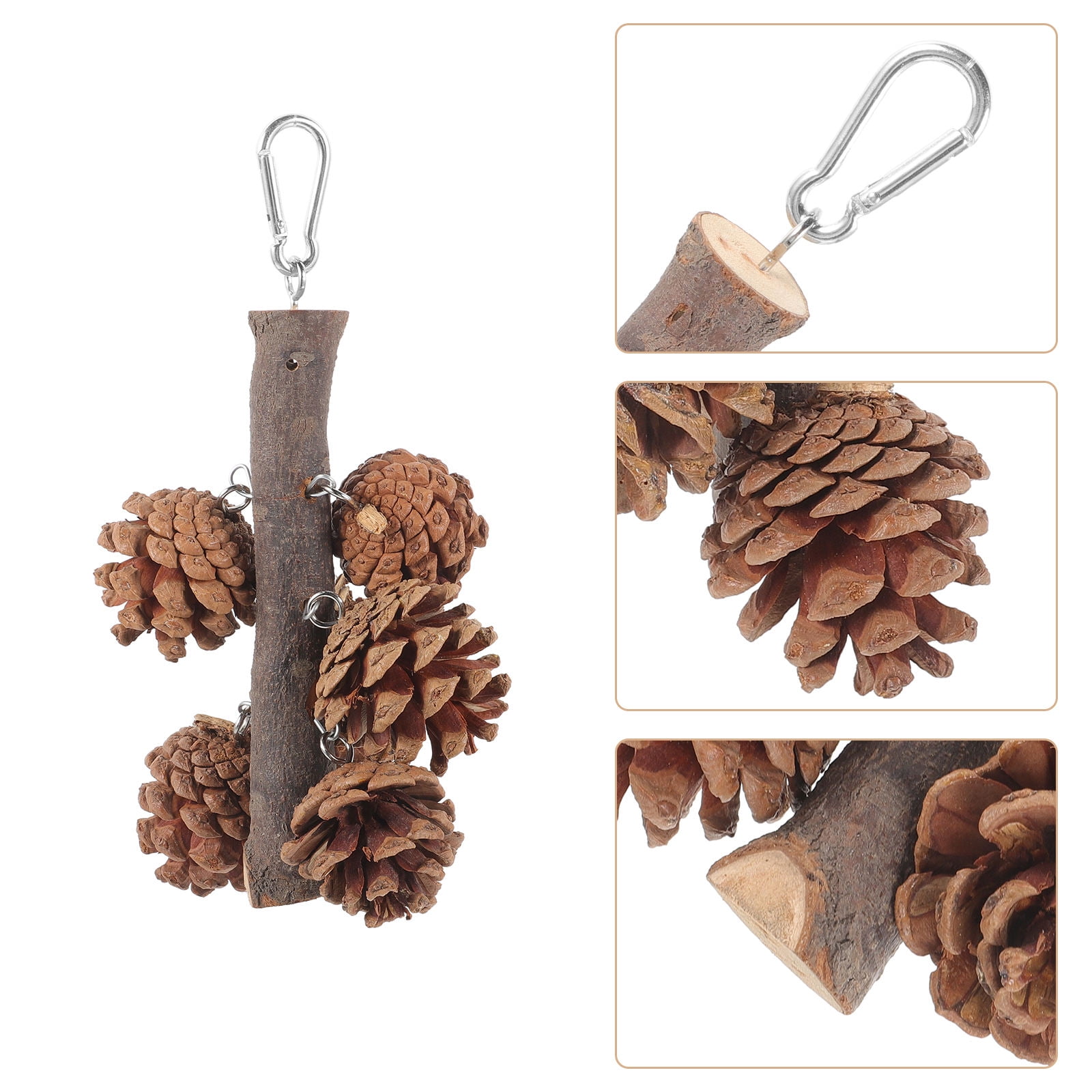 SOPOTUTU 1Pcs Bird Chewing Toy with Pine Cone and Metal Hanging Feature ...