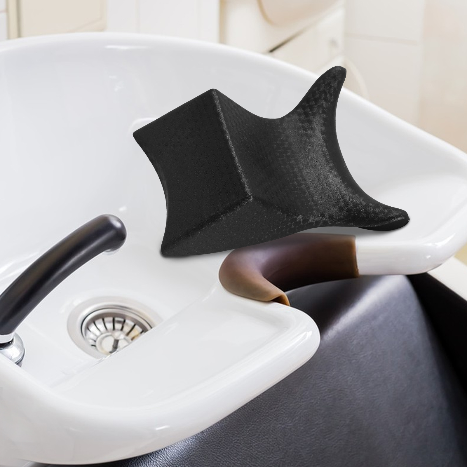 SOPOTUTU 1Pcs Black Rubber Neck Support for Shampoo Bowl with Ergonomic ...