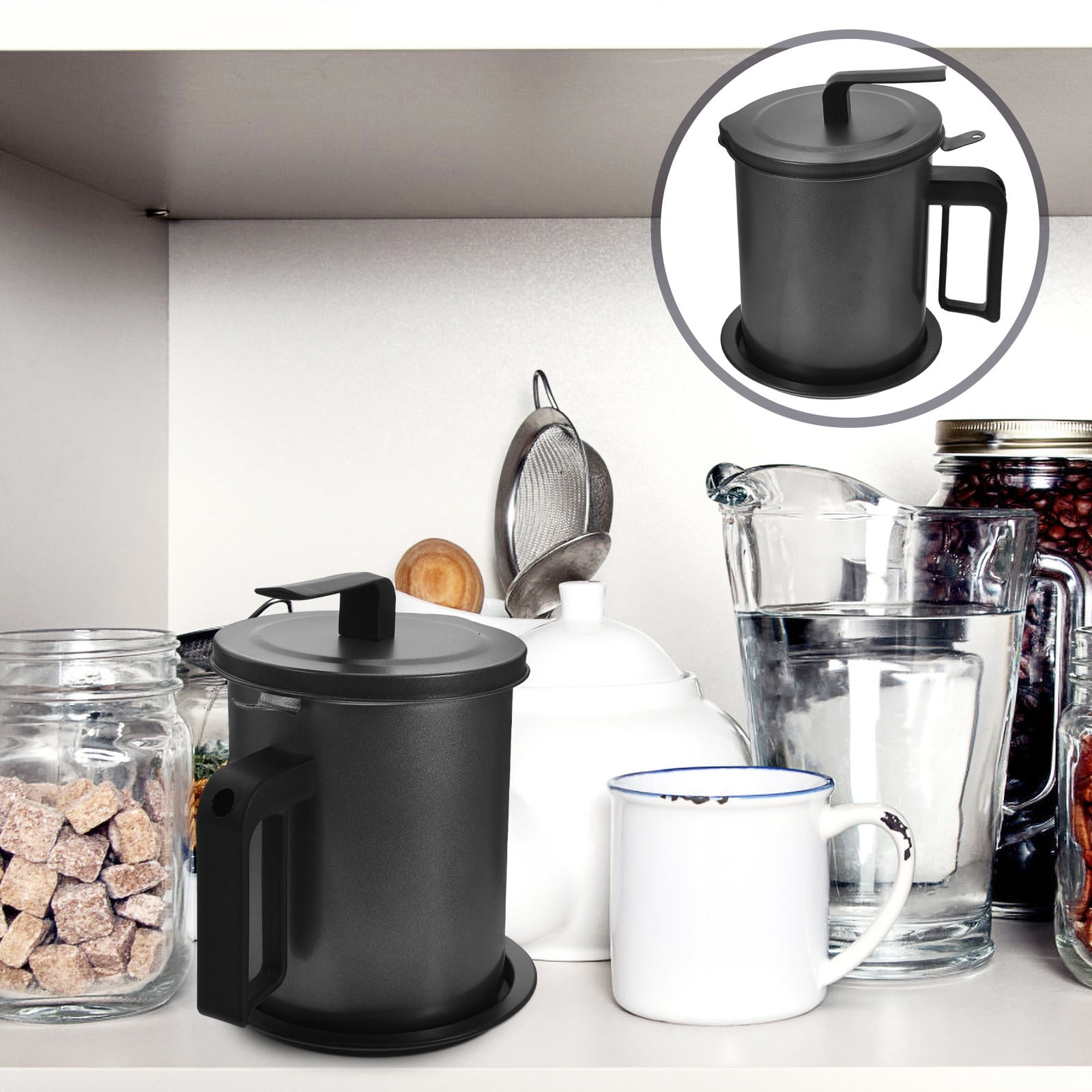 SOPOTUTU Kitchen Oil Container with Fat Separation Function Grey ...