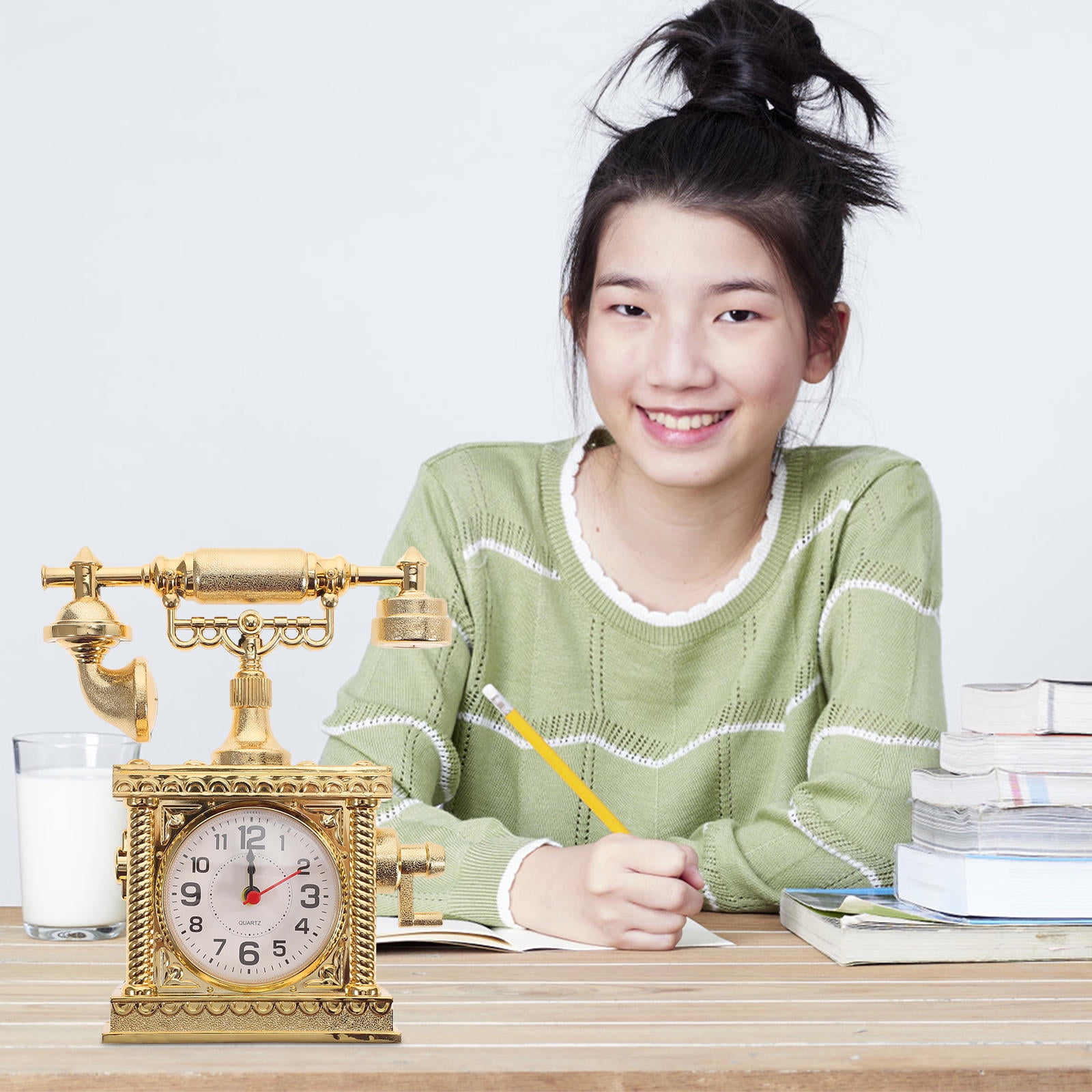 SOPOTUTU 1Pcs Desk Alarm Clock Rectangular Shape Vintage Analog Clock ...