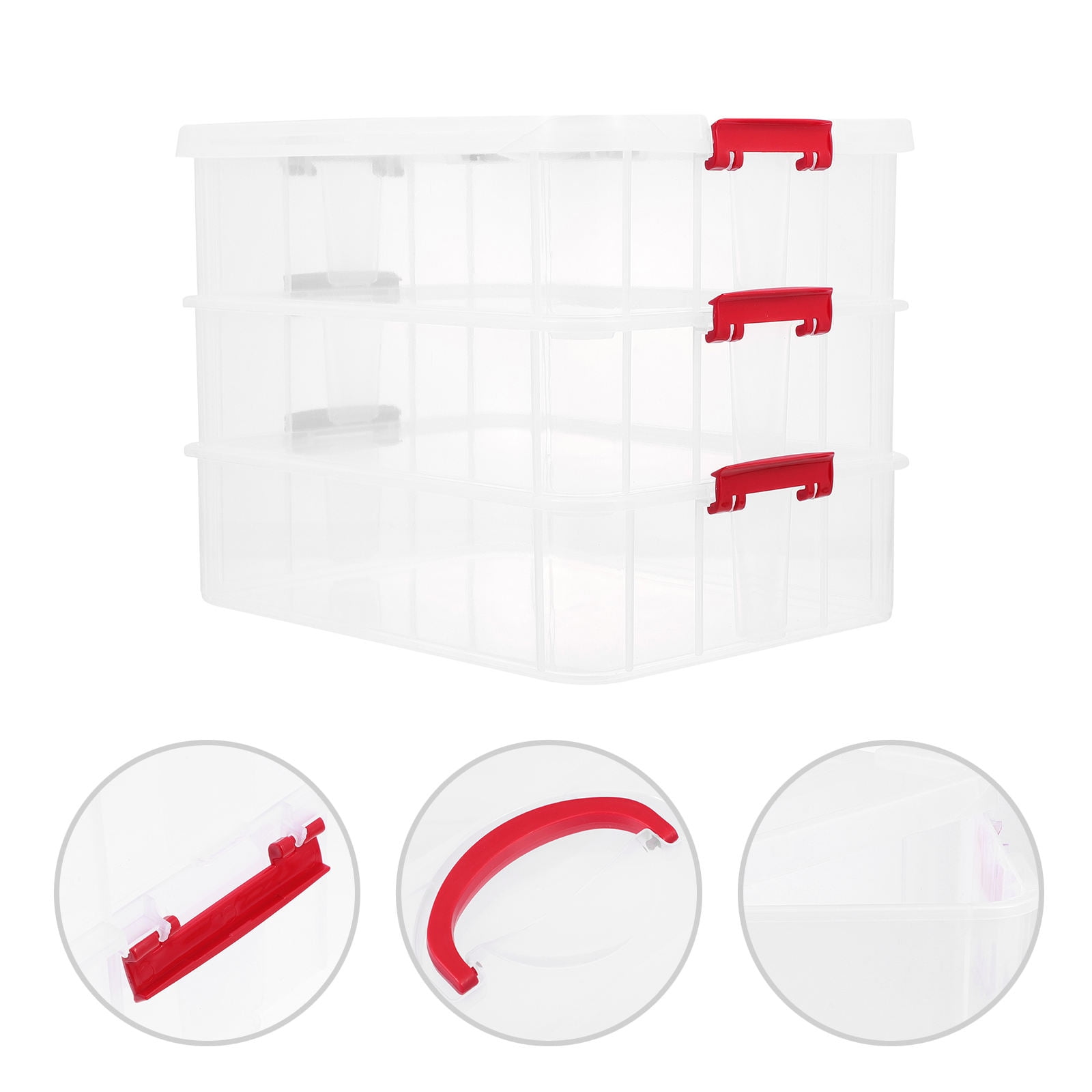 SOPOTUTU Red Stackable Plastic Storage Container PP Multi Layer Design ...