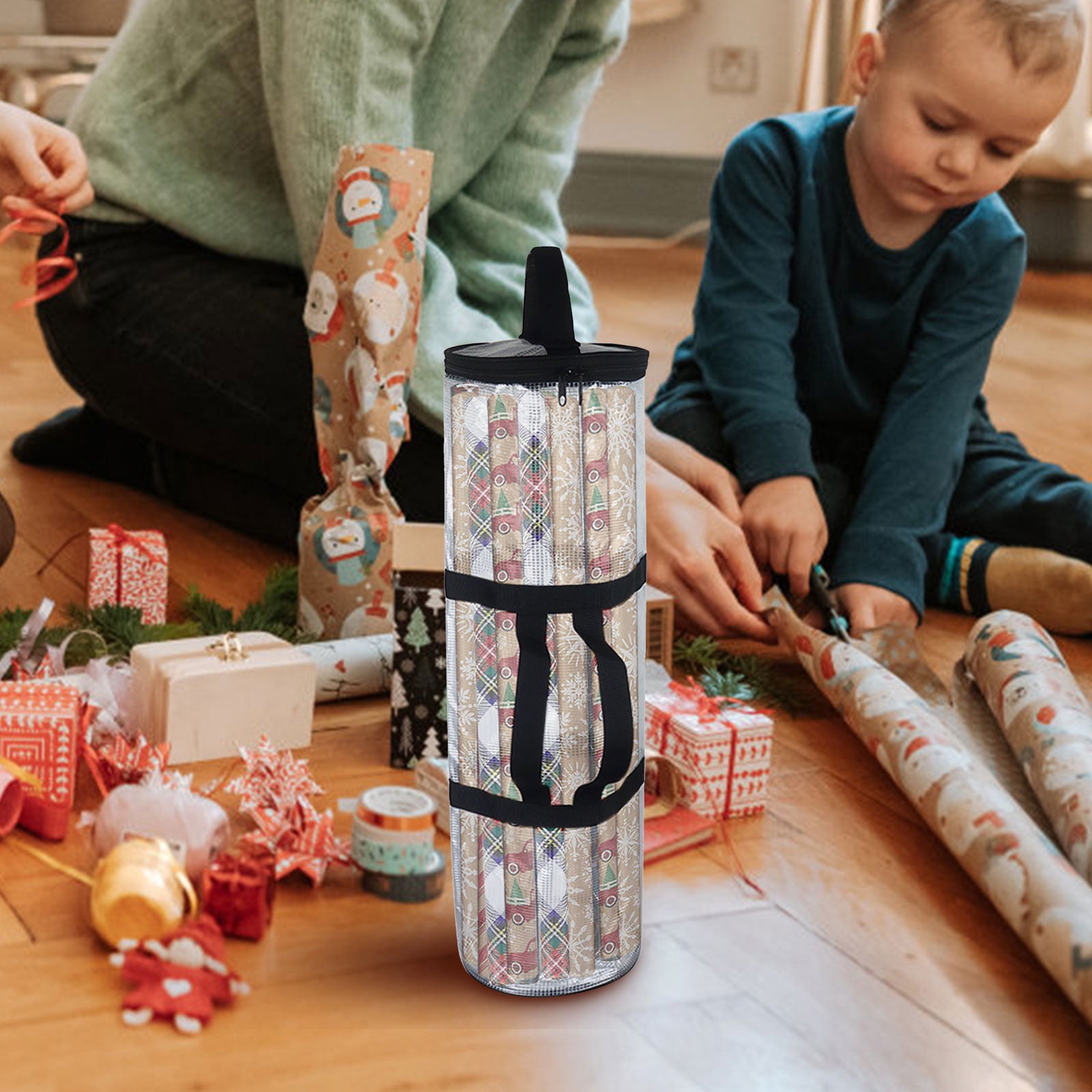 SOPOTUTU 1Pack PVC Wrapping Paper Storage Bag for Gift Giving and ...