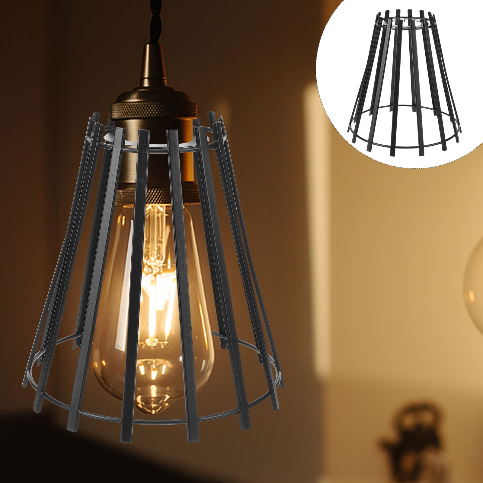 SOPOTUTU 1Pcs Trapezoidal Black Wrought Iron Lampshade for Pendant ...