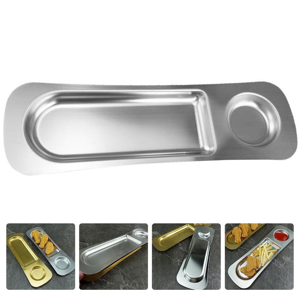 SOPOTUTU 1Set Compact Food Plate Rectangular Silver 34X10.5X1.5In 304 ...