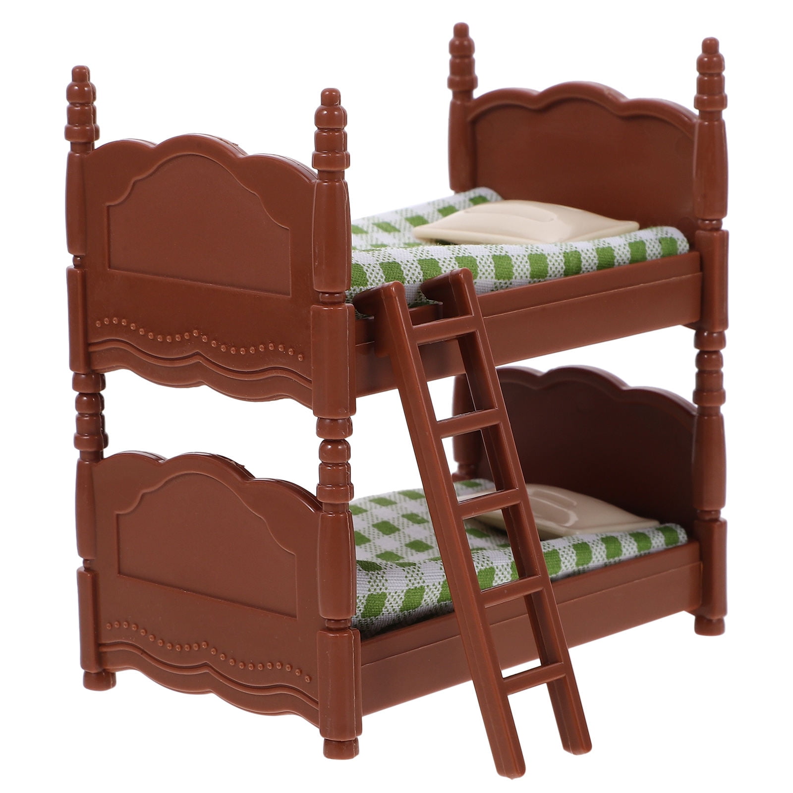 SOPOTUTU Dollhouse Bedroom Furniture Miniature Bunk Bed Green Plastic ...