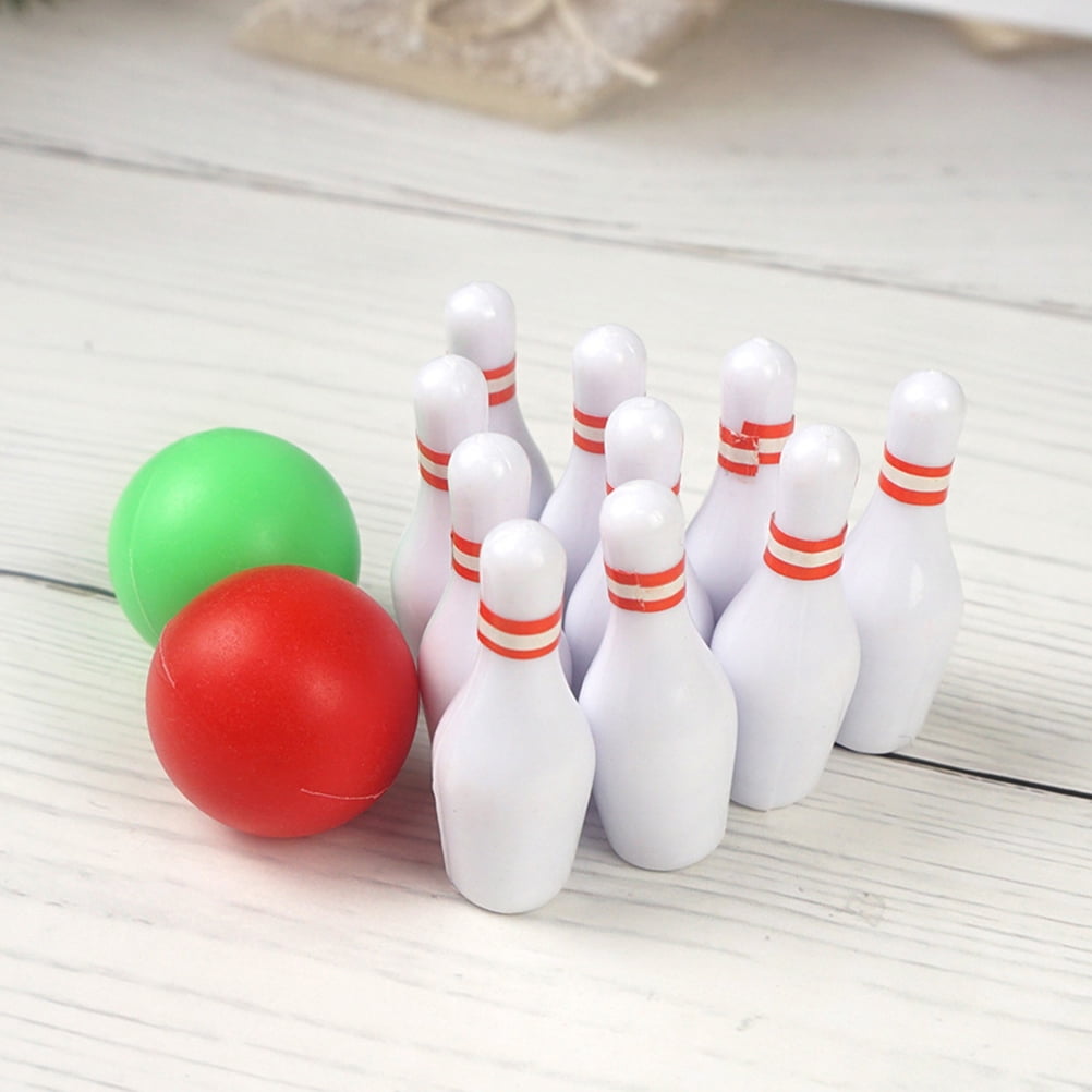 SOPOTUTU Miniature Bowling Set 1 Set Plastic DIY Decorative Dollhouse ...