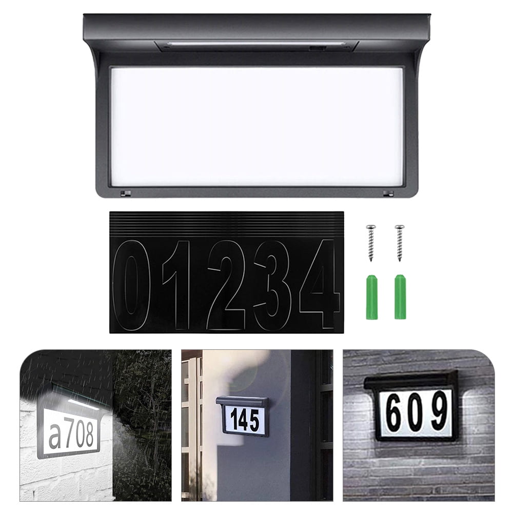 SOPOTUTU 1 Set Solar Powered House Number Display Black Plastic Wall ...