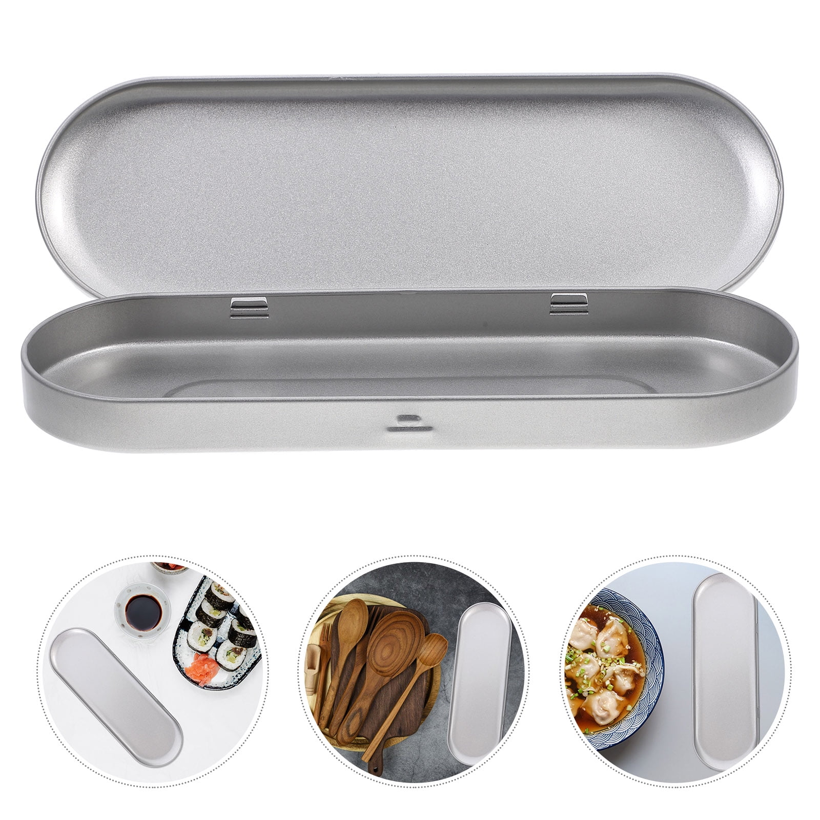 SOPOTUTU Portable Utensil Storage Box Iron Tinplate Travel and Daily ...