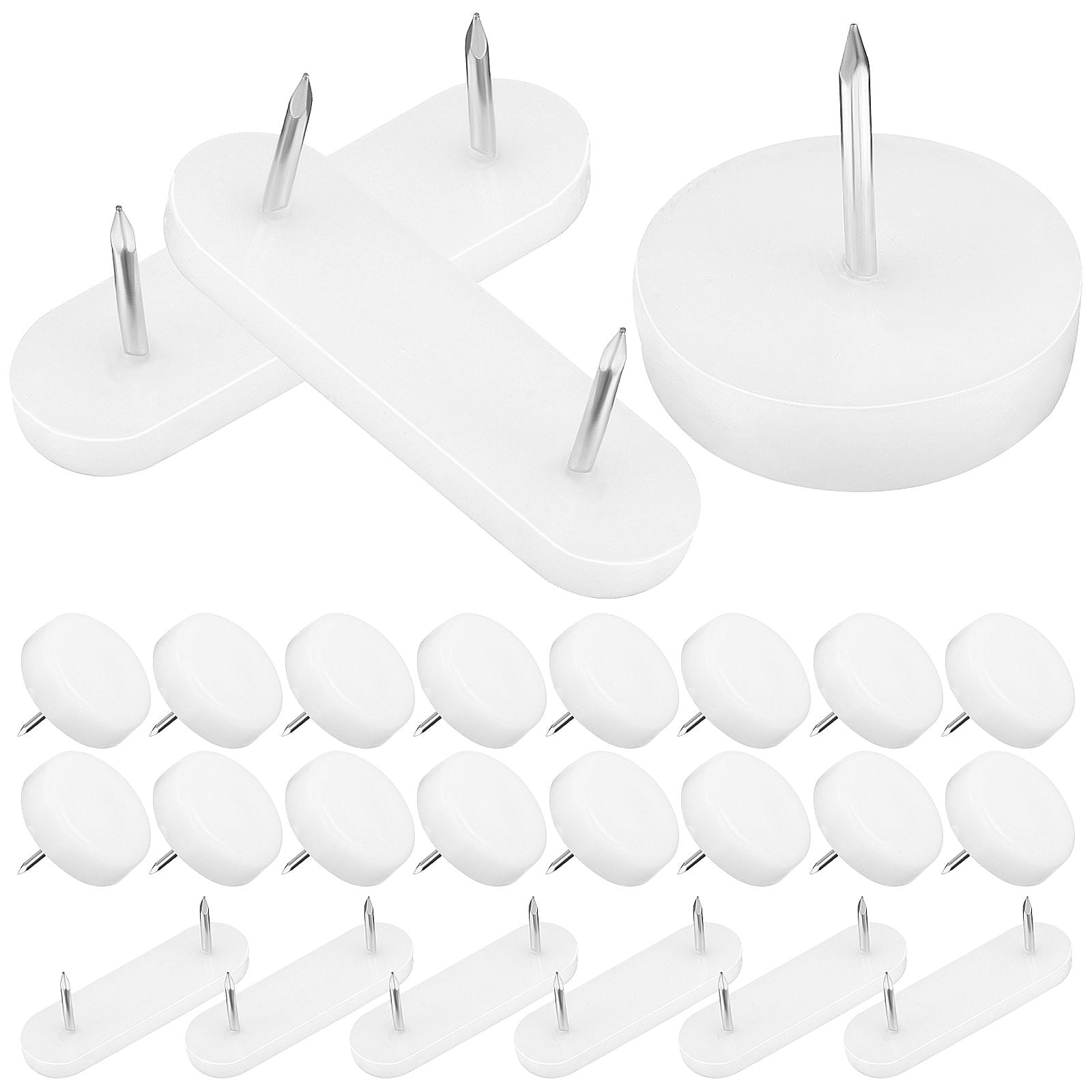SOPOTUTU 1Set White Round Plastic Nails for Furniture Feet and Scratch ...