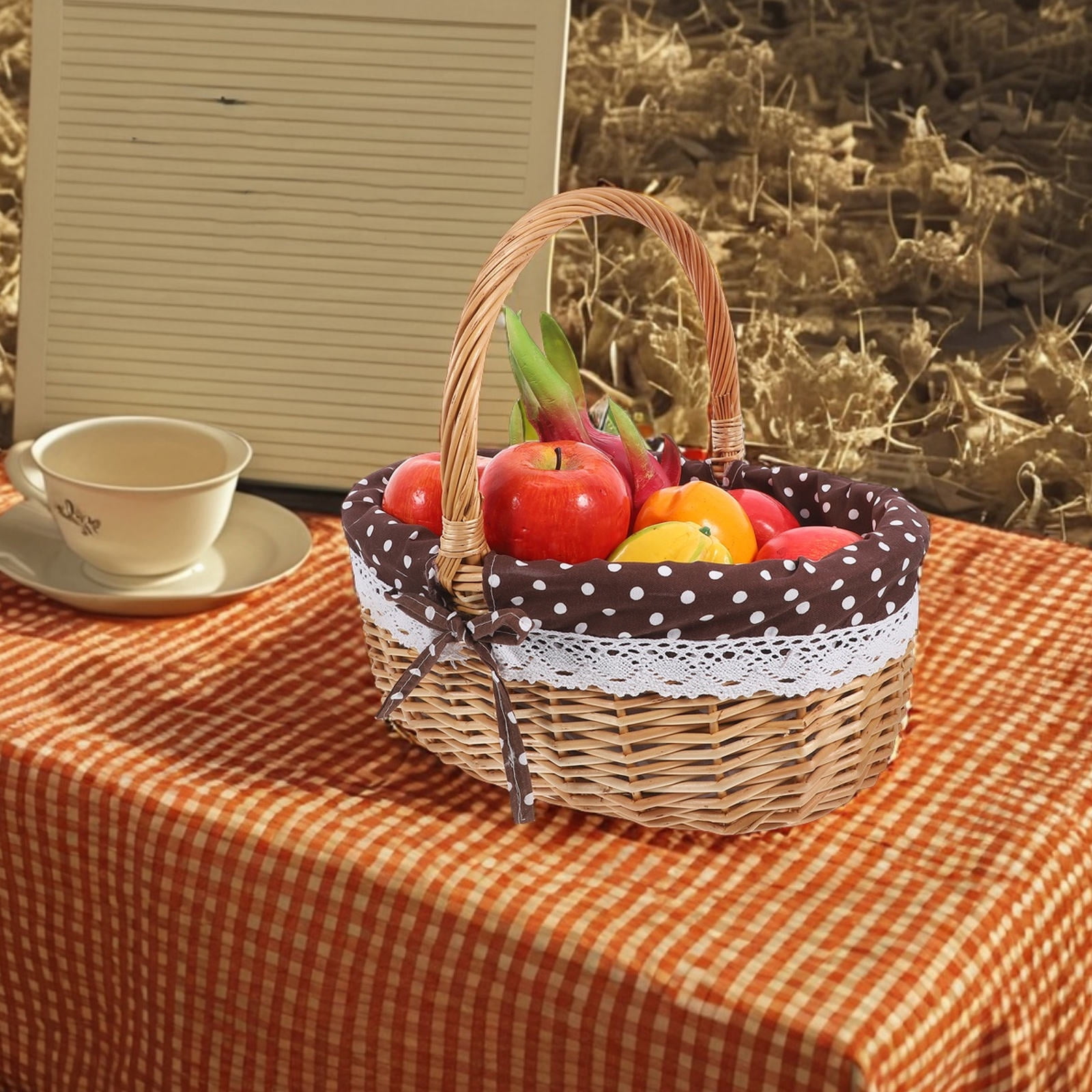 SOPOTUTU Multi-Color Wicker Basket for Fruit and Vegetable Storage and ...