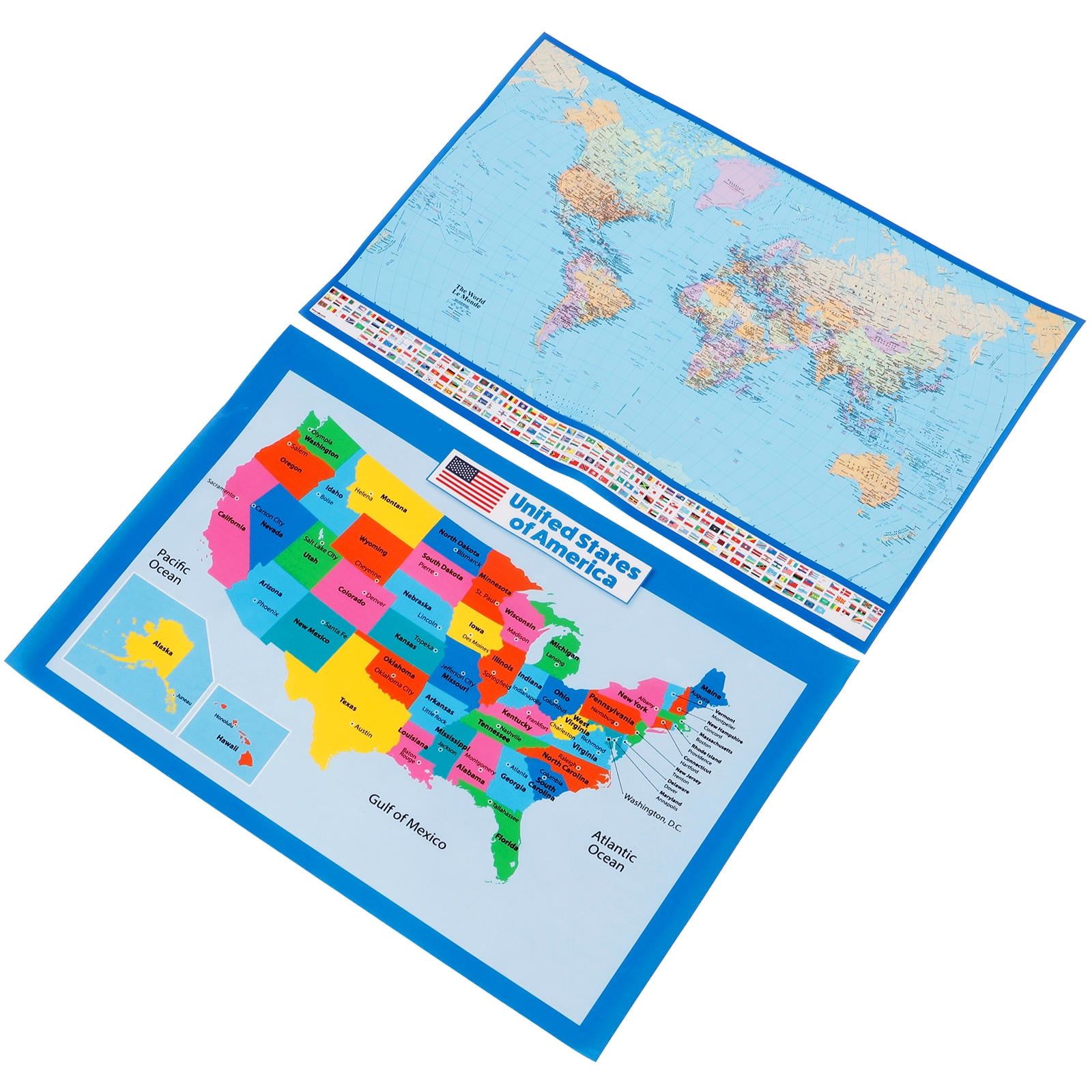 SOPOTUTU 2 Maps of Wall Maps for Kids Silk Cloth Wear-resistant ...