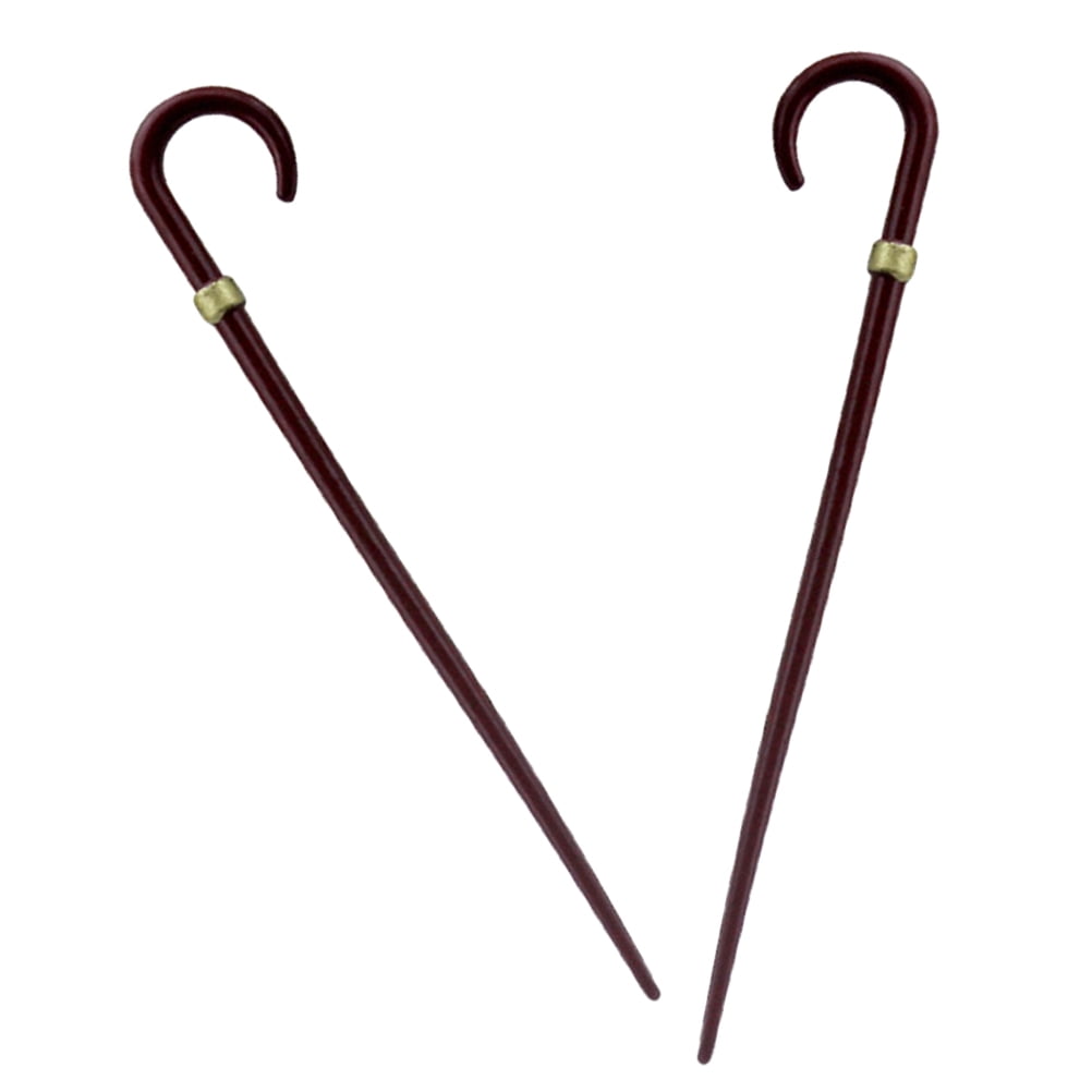 SOPOTUTU 2 Pcs Shepherd Staff Miniature Walking Cane Props Light Brown Alloy Collectible For ...