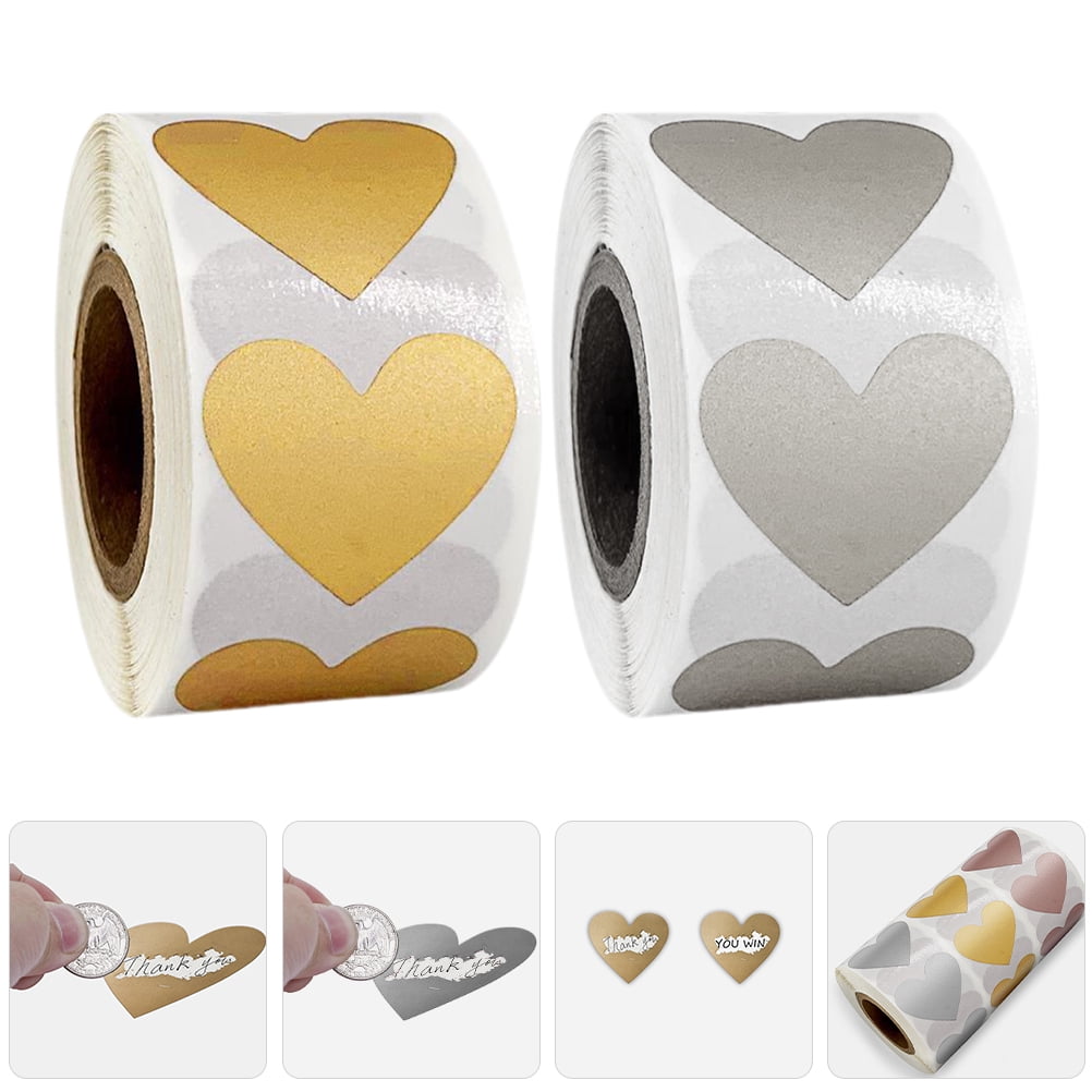 SOPOTUTU 2 Rolls Love Stickers Silver Scratch Off for Valentine ...