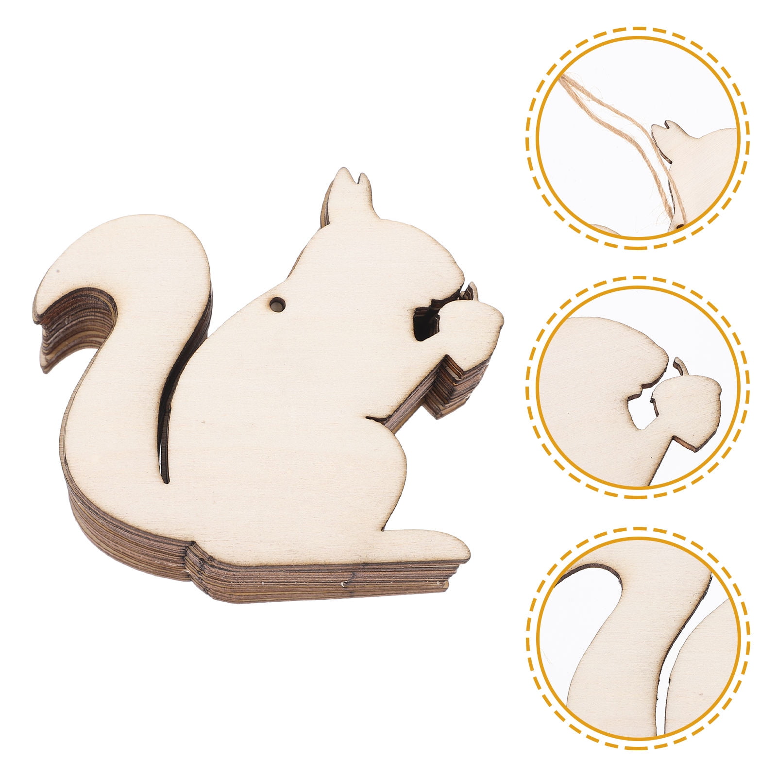 SOPOTUTU 20Set Beige Squirrel Figurines Unfinished Wood Pieces Hanging ...