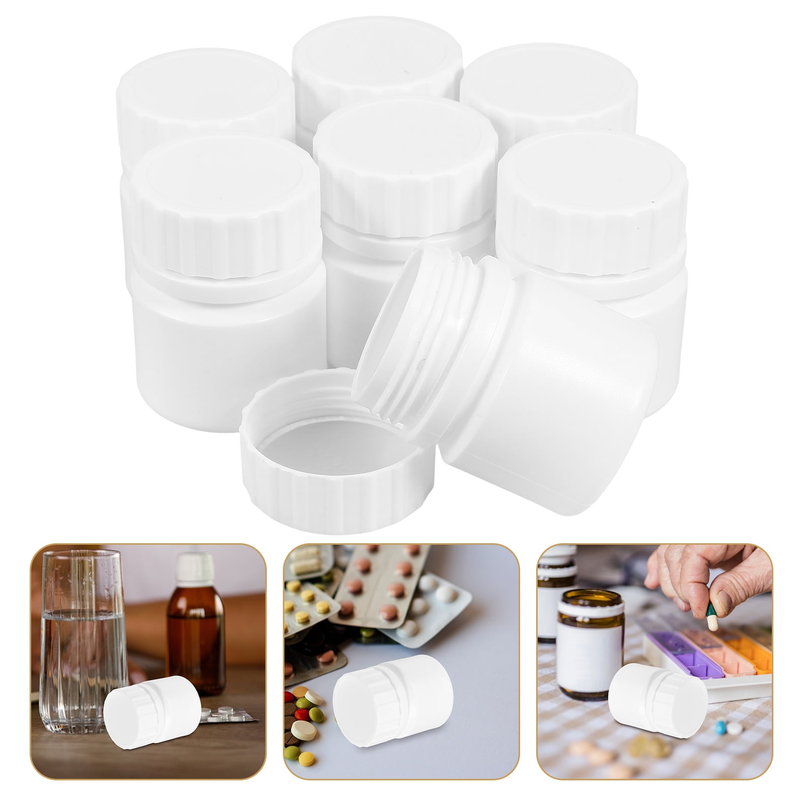 SOPOTUTU 20Pcs Easy Open Plastic Pill Bottles For Adults 1.89X1.45X1 ...
